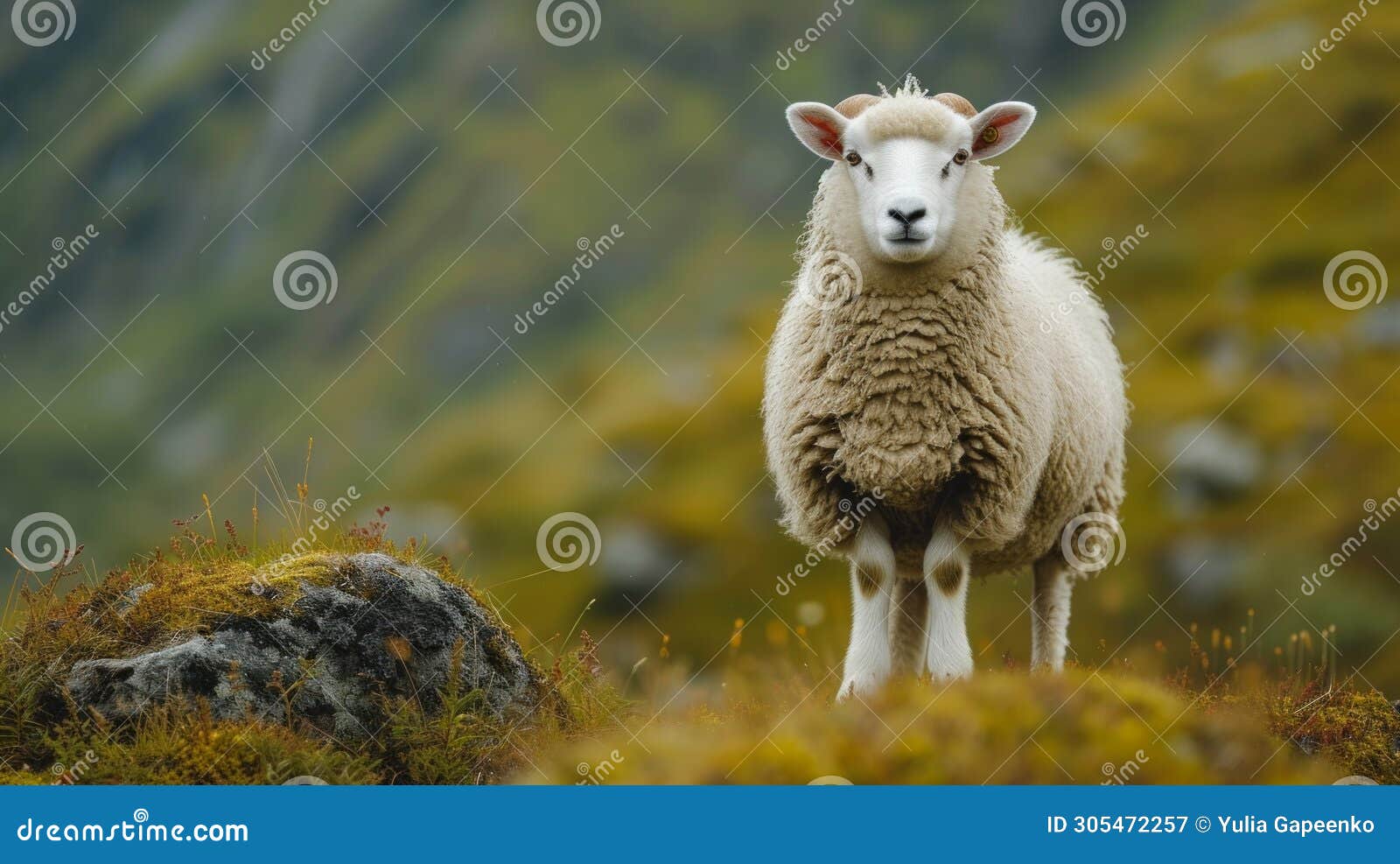 A Beautiful Big Fat Sheep Stands and Looks at the Camera Stock Image ...