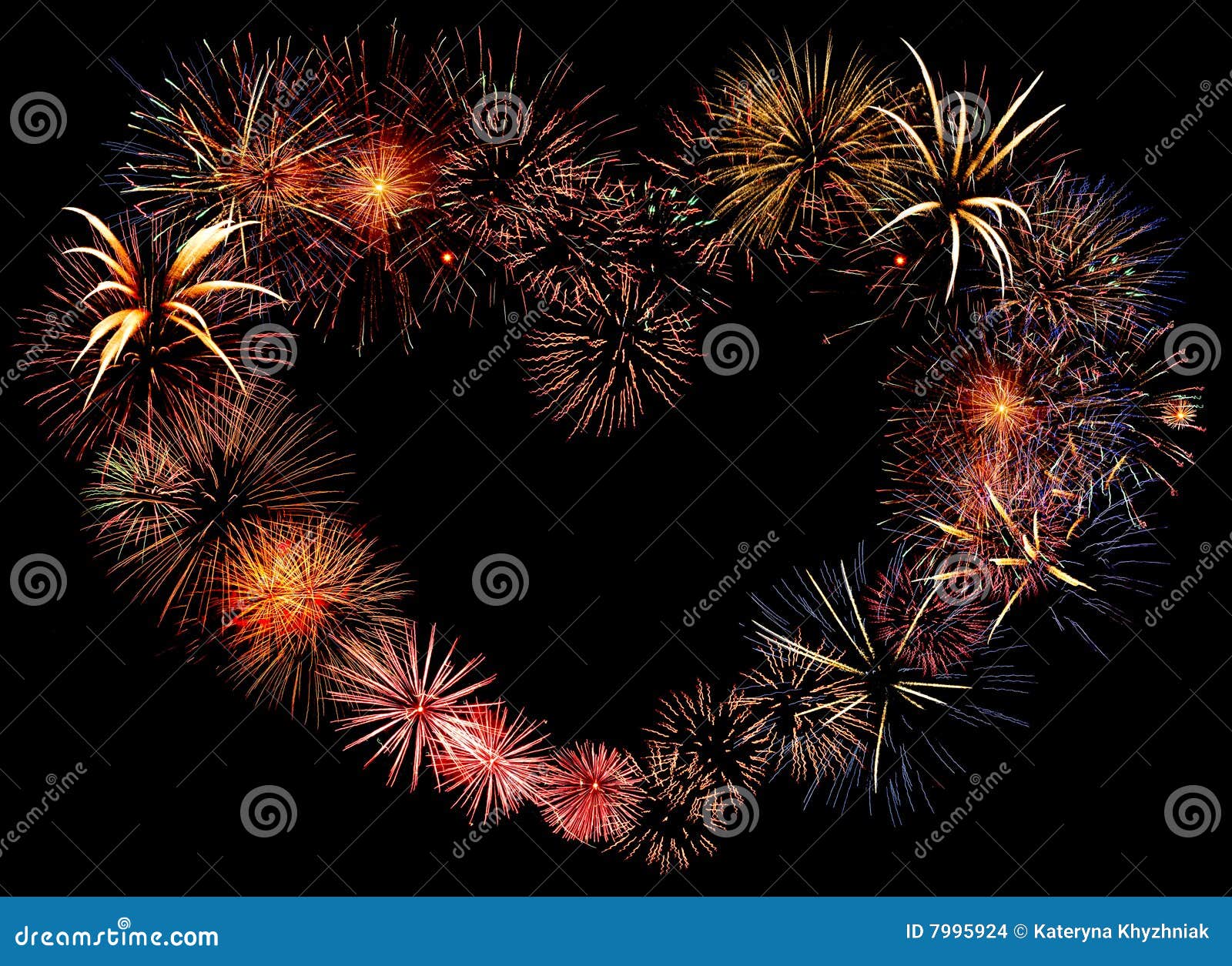 Beautiful Big Firework Heart Stock Photo - Image of holiday, colorful ...