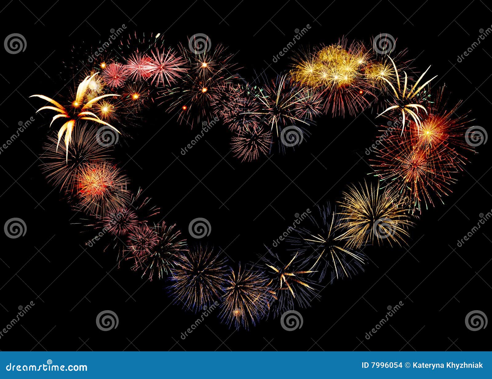 Beautiful Big Firework Heart Stock Photo - Image of night, orange: 7996054