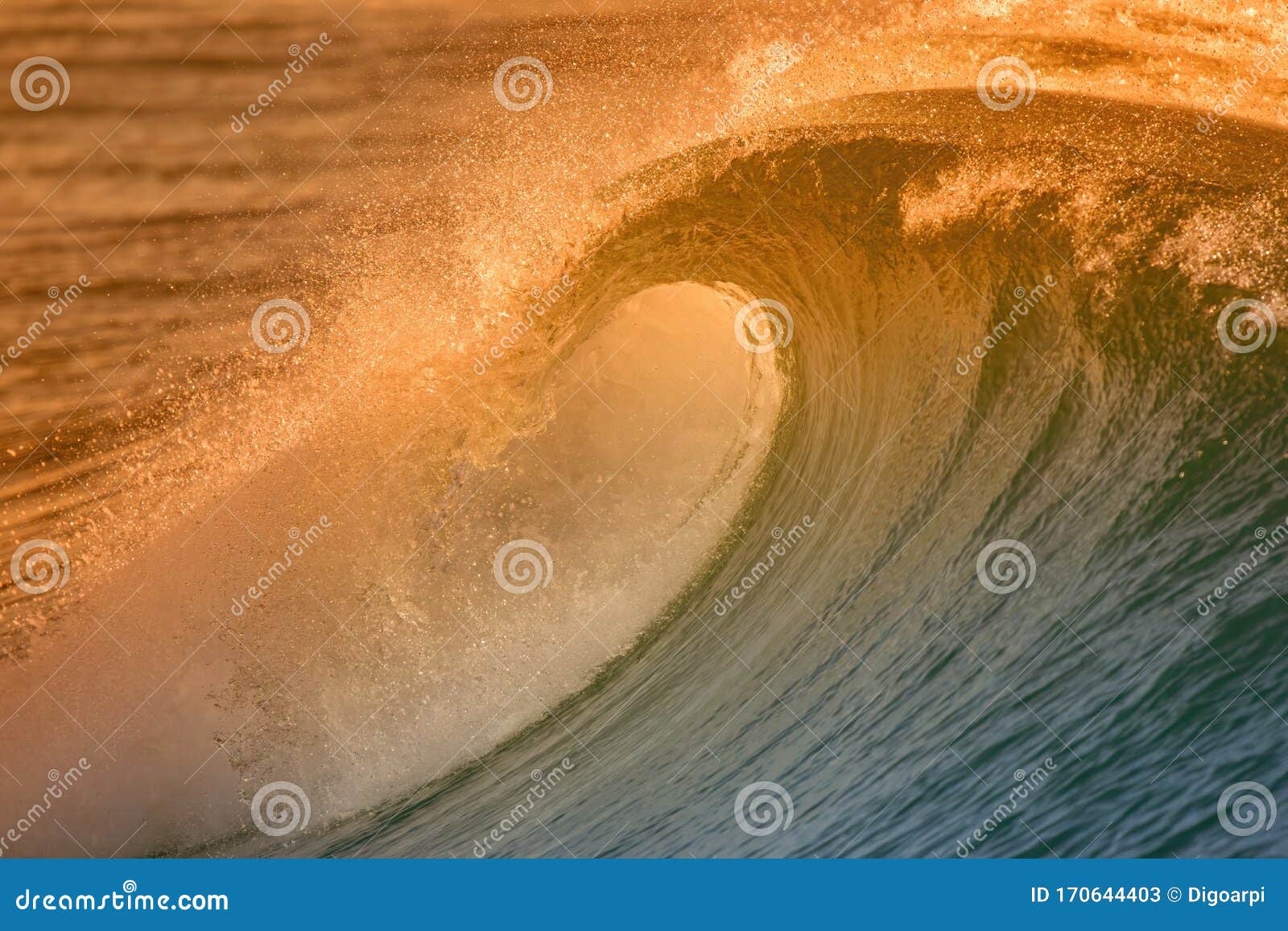 Beautiful Big Ocean Wave with Sunset Color Stock Image - Image of ...