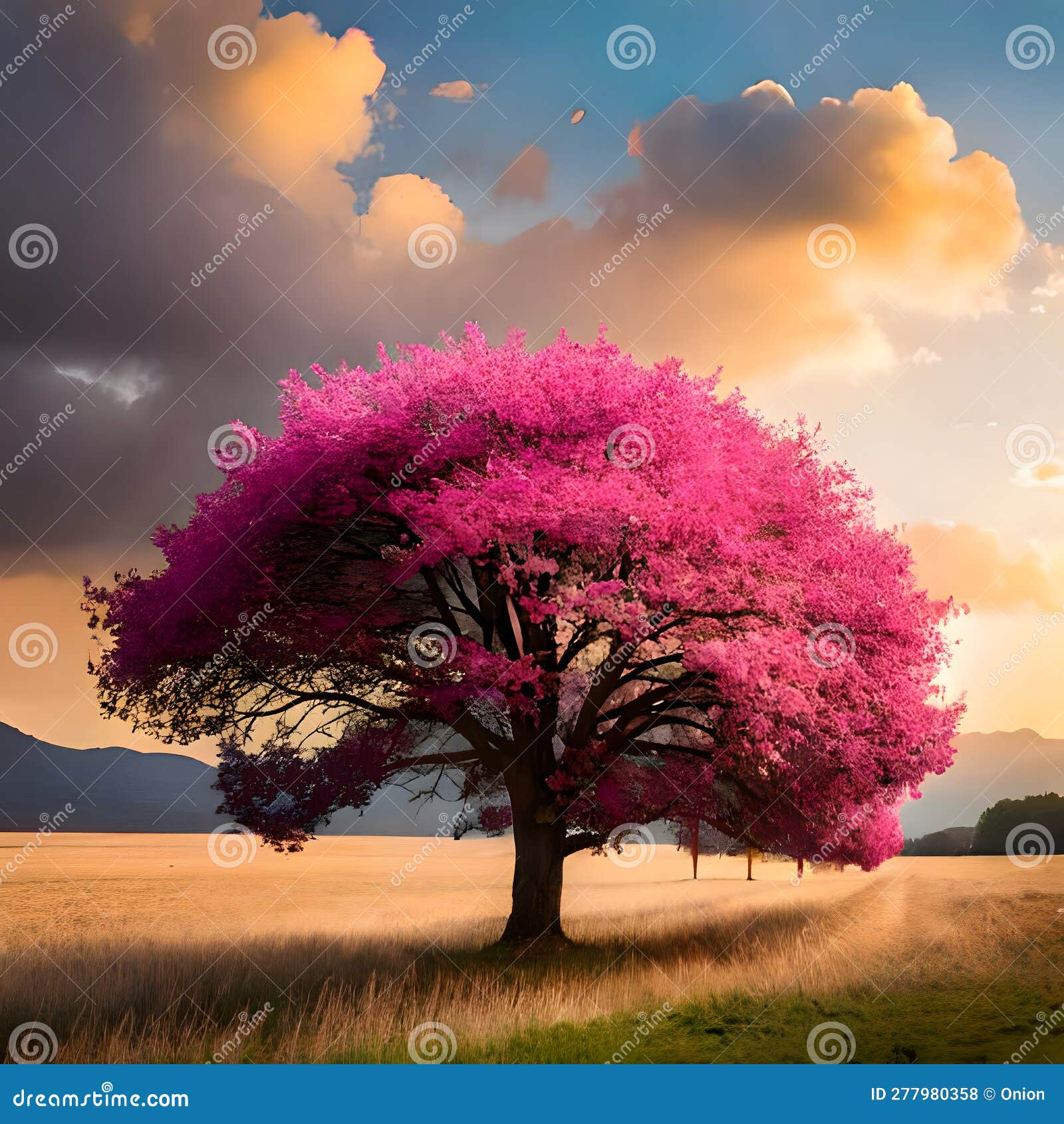 Beautiful Big Tree - Ai Generated Image Stock Illustration ...