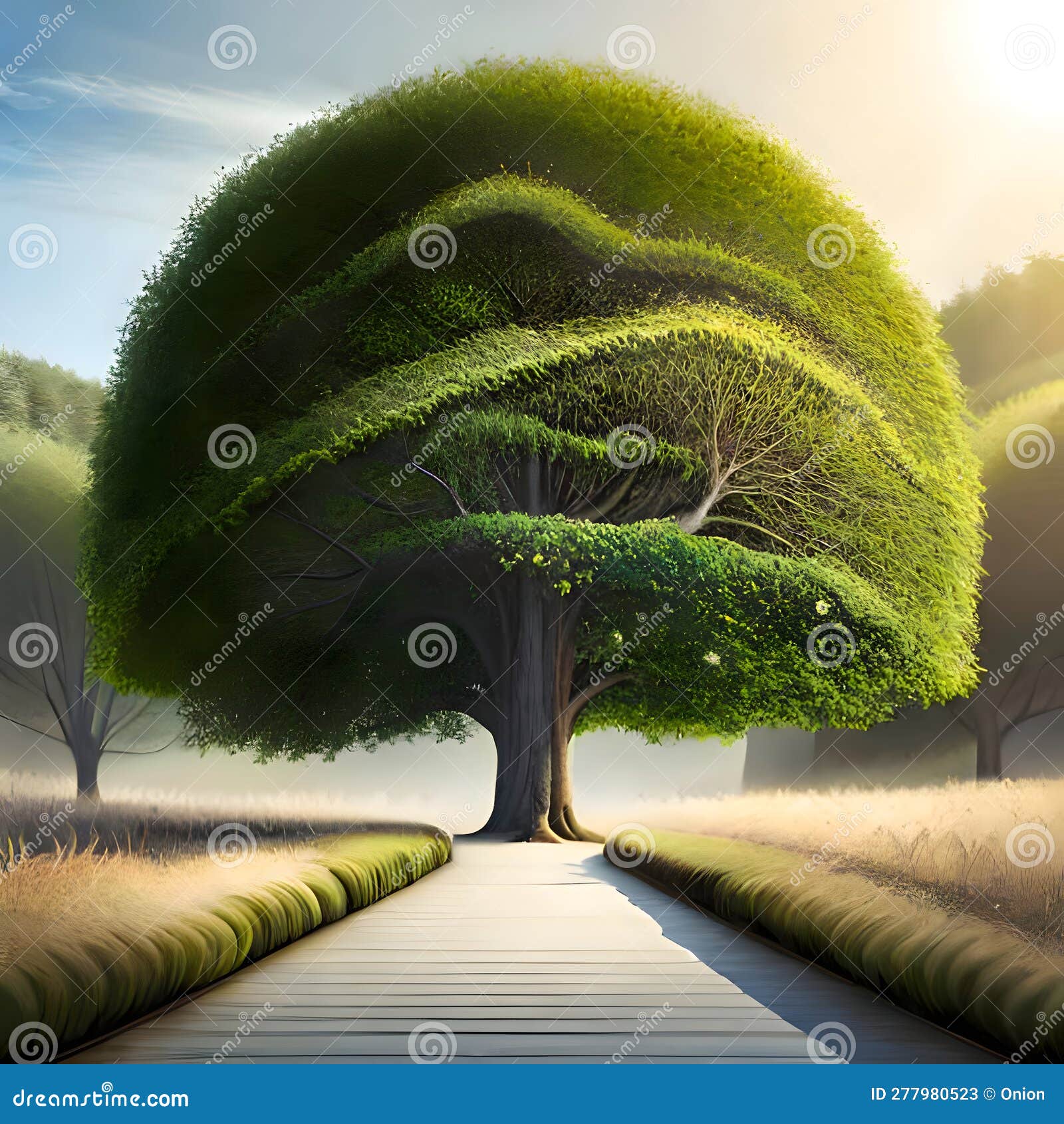 Beautiful Big Tree - Ai Generated Image Stock Illustration ...