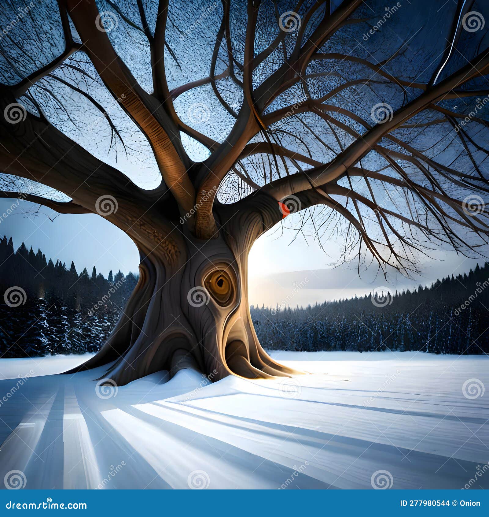 Beautiful Big Tree - Ai Generated Image Stock Illustration ...