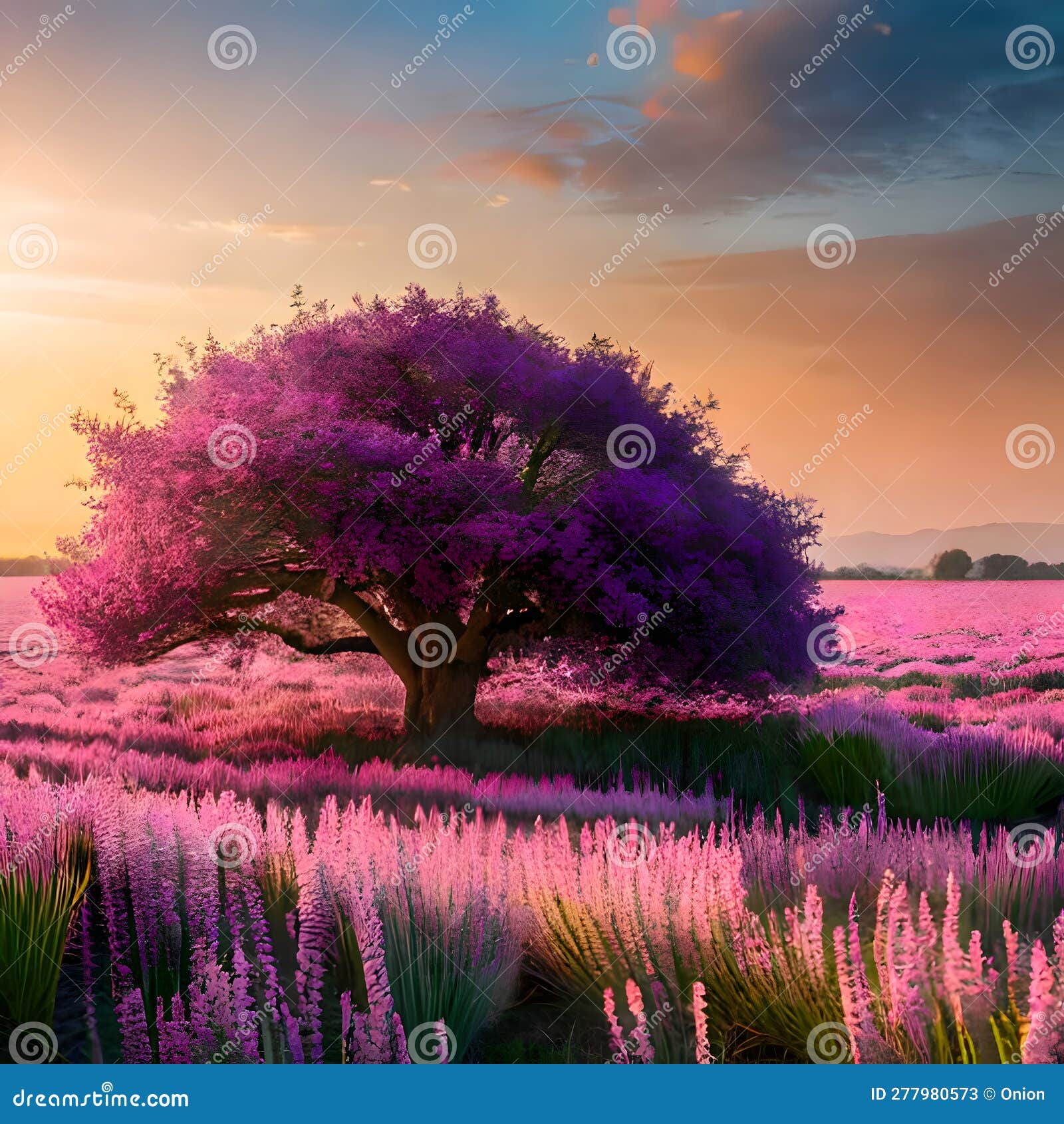 Beautiful Big Tree - Ai Generated Image Stock Illustration ...