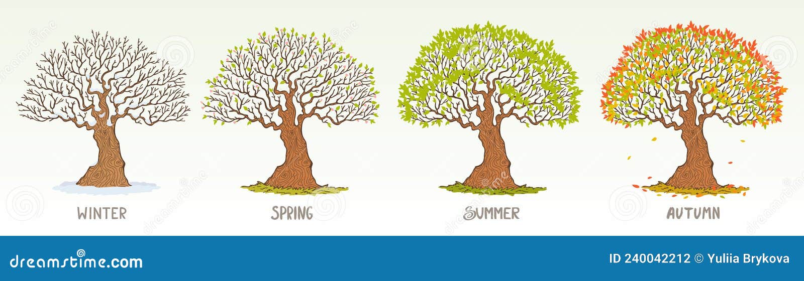 Beautiful big tree seasons stock vector. Illustration of organic ...