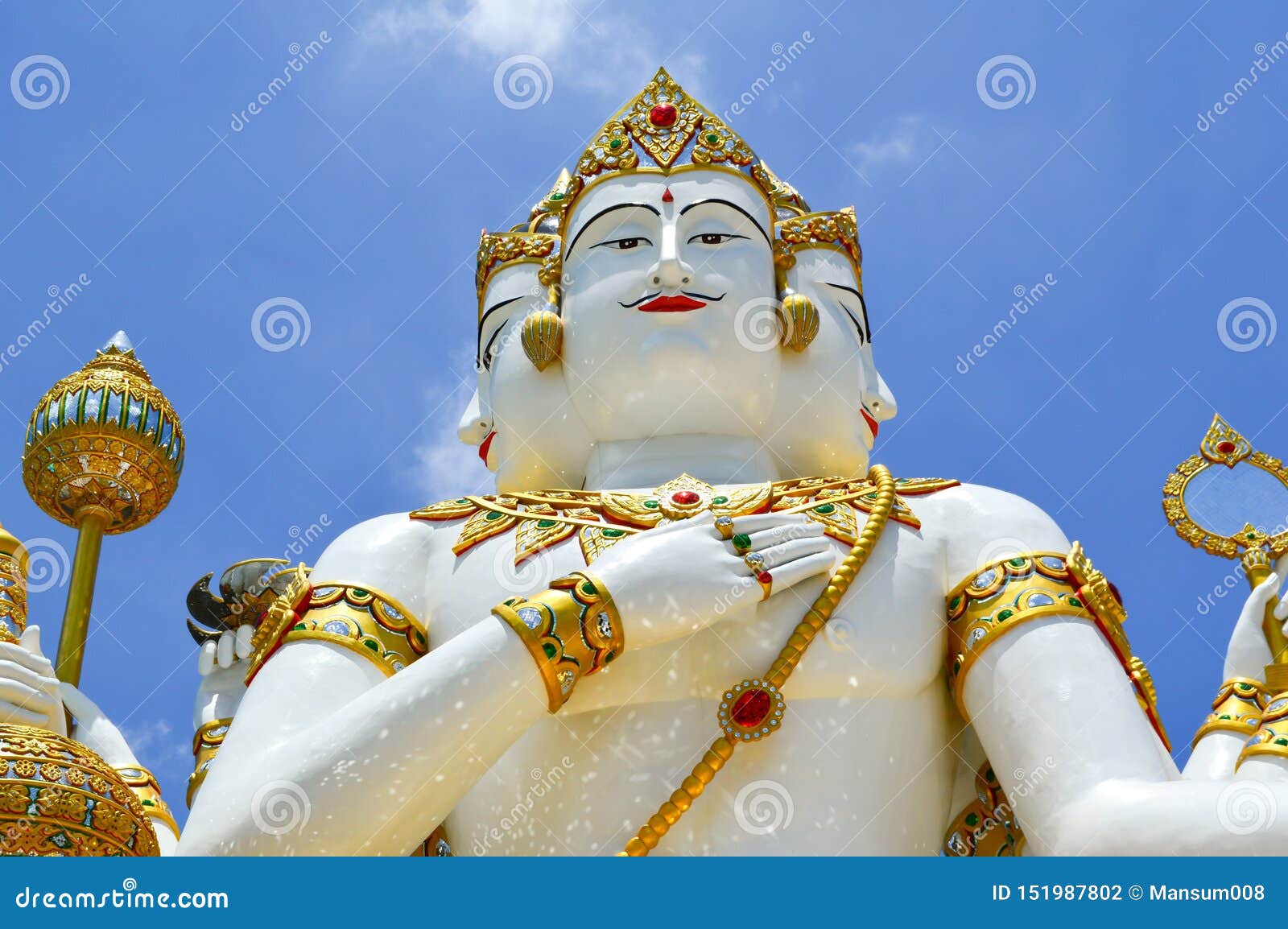 Beautiful Big White Statue of Brahma Stock Photo - Image of ...