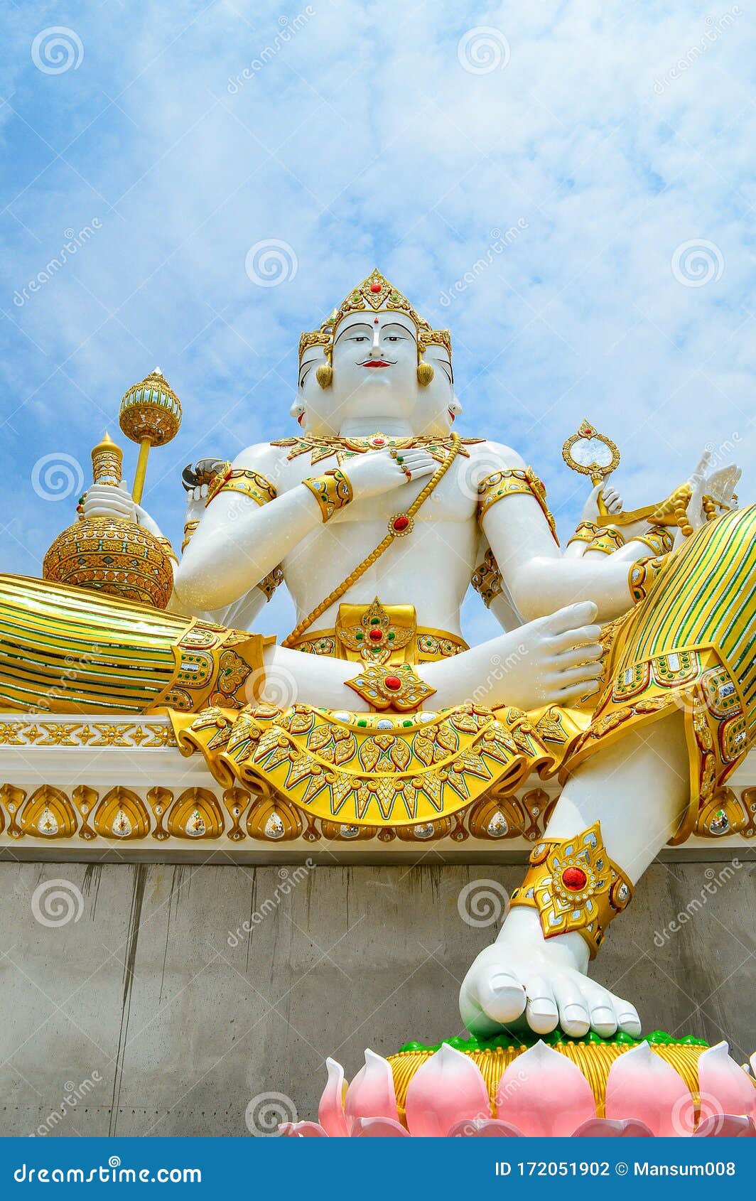 Beautiful Big White Statue of Brahma Stock Photo - Image of belief ...