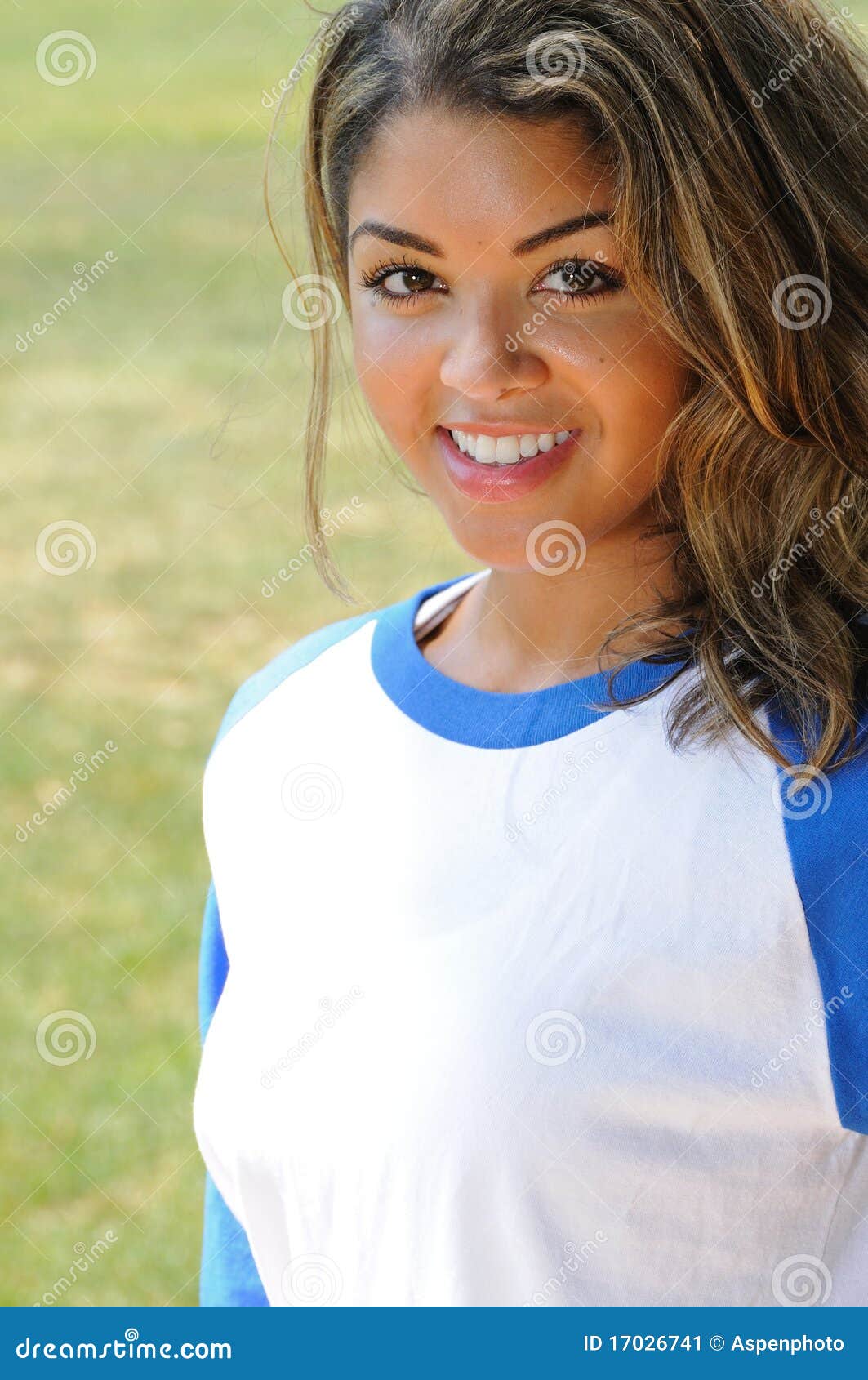 Beautiful Biracial Female Softball Player Stock Image - Image of ball ...