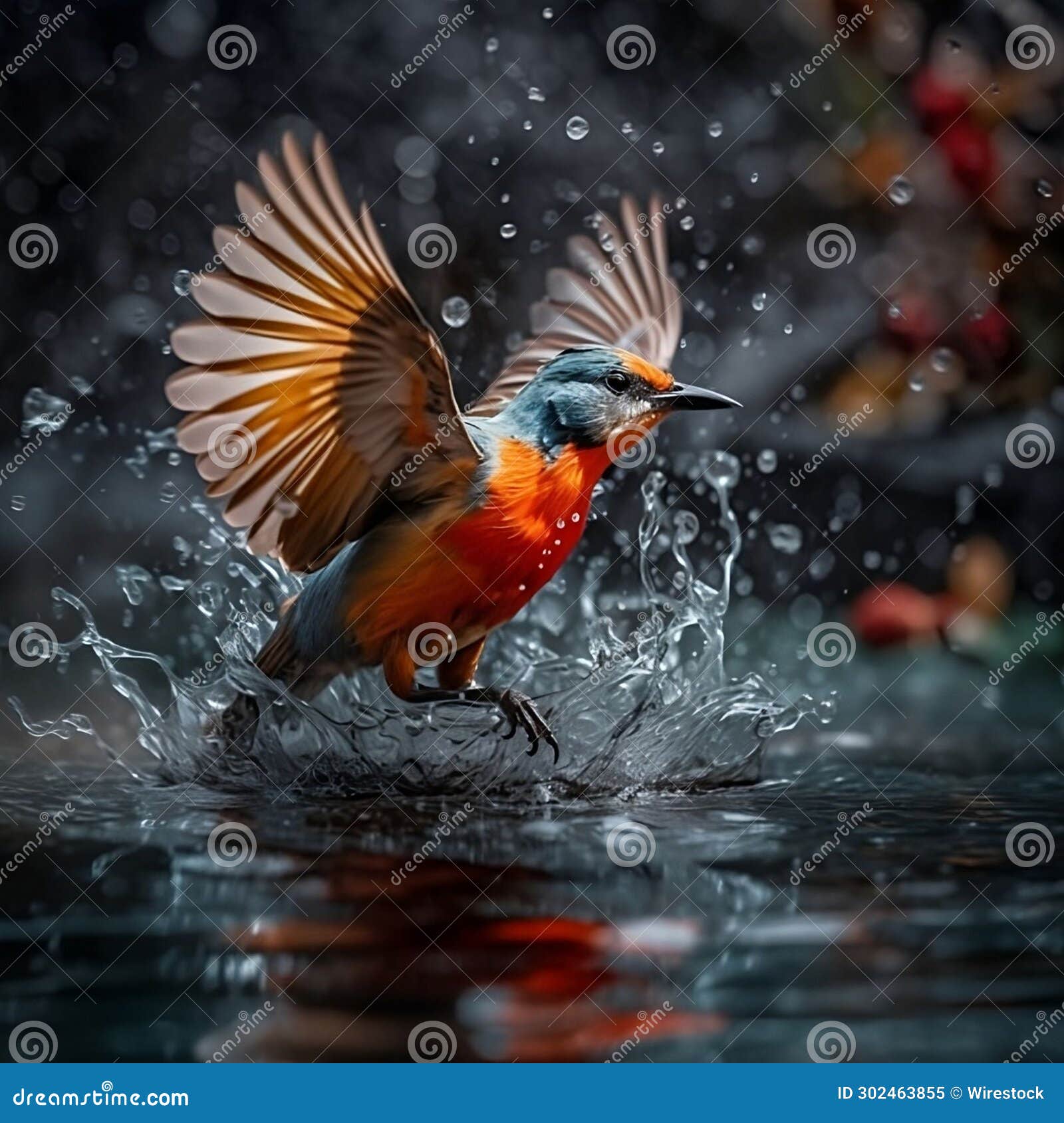 Beautiful Bird Taking Off from the Surface of a Tranquil Lake. AI ...