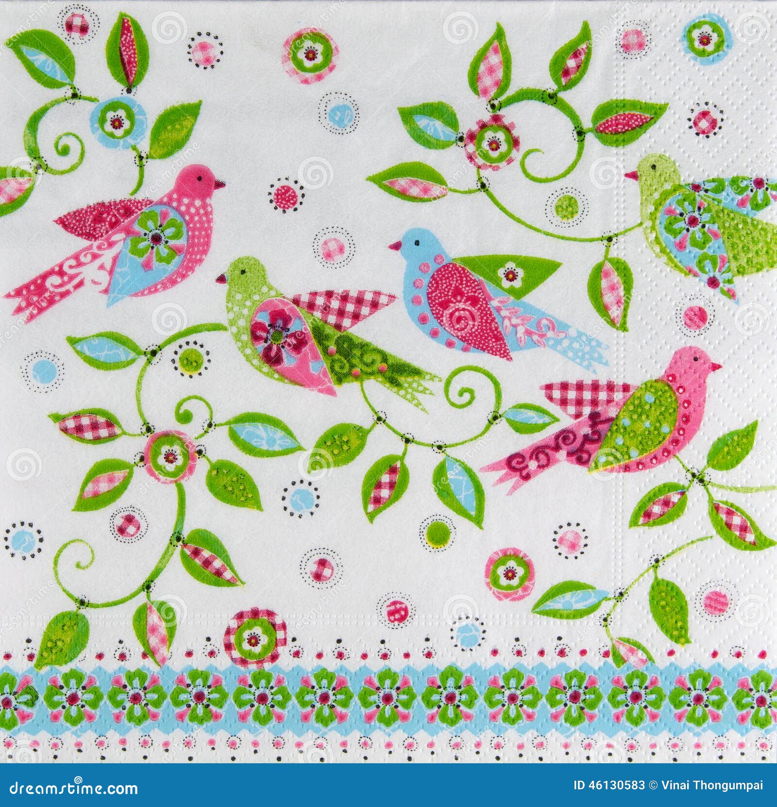 Beautiful Birds Pattern on Napkin Stock Image - Image of beautiful ...