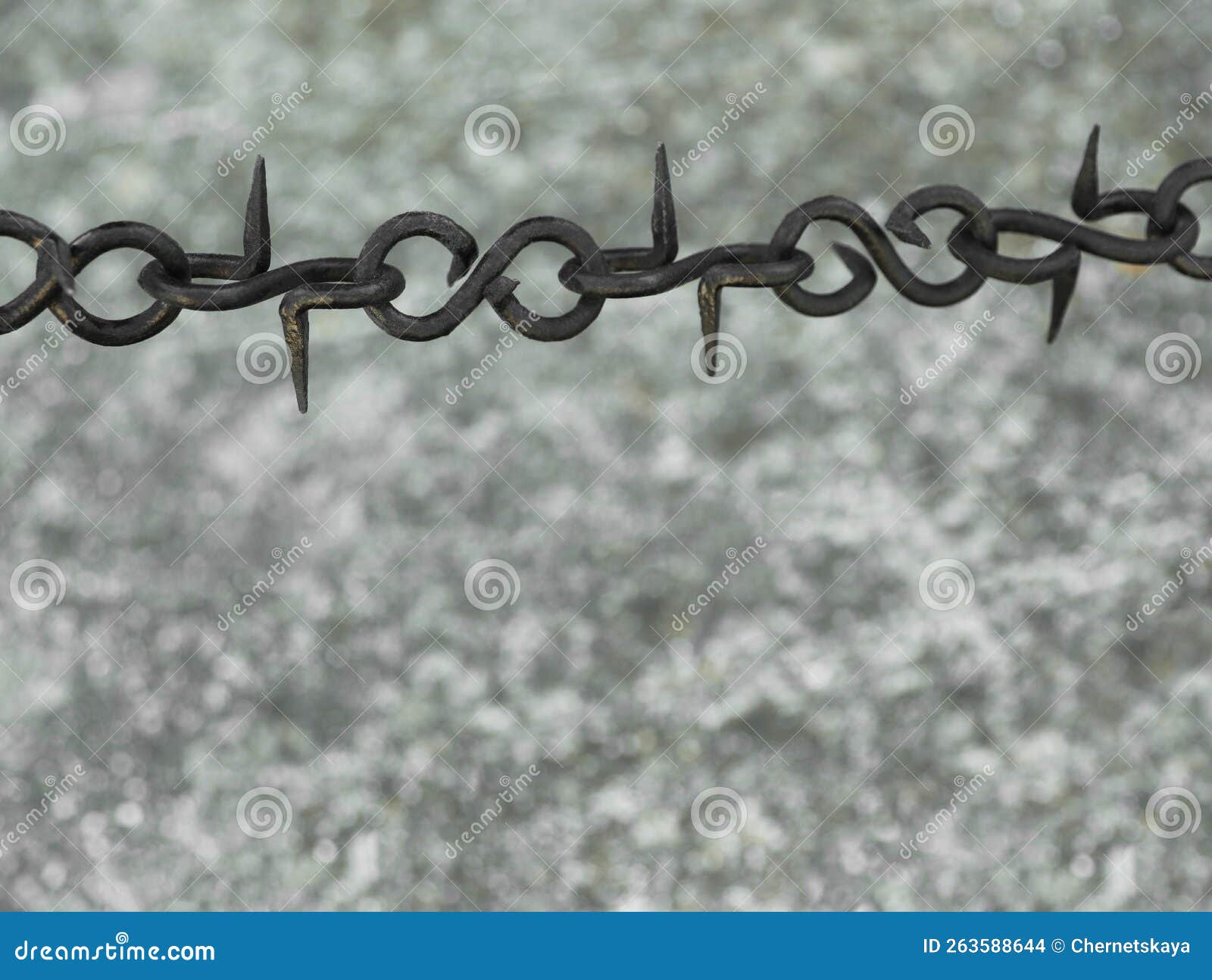 Beautiful Black Chain with Spikes on Grey Background Stock Photo ...