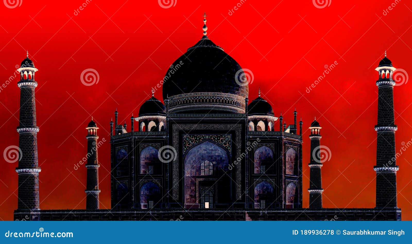 Beautiful Black Colored Taj Mahal during Dawn Time Stock Photo - Image ...