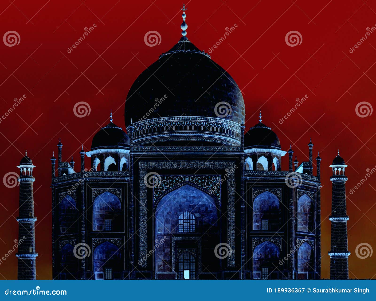 Beautiful Black Colored Taj Mahal during Dawn Time Stock Image - Image ...