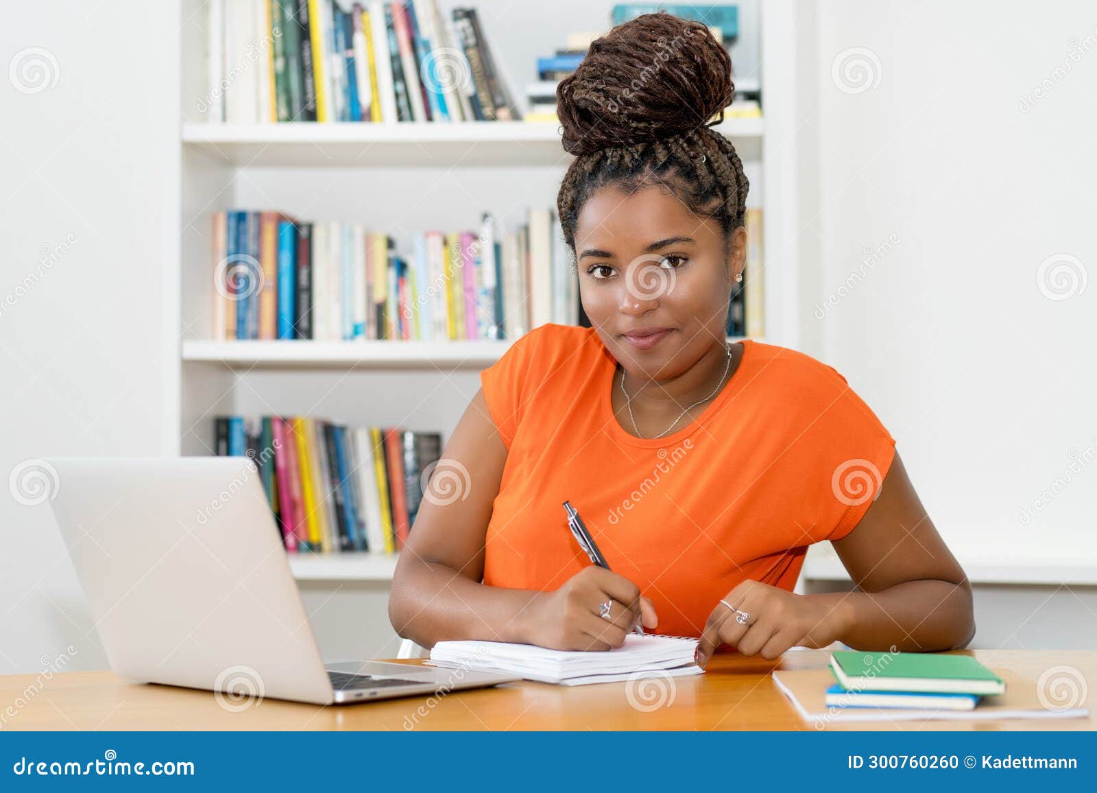Beautiful Black Female Student Learning for Graduation Stock Photo ...