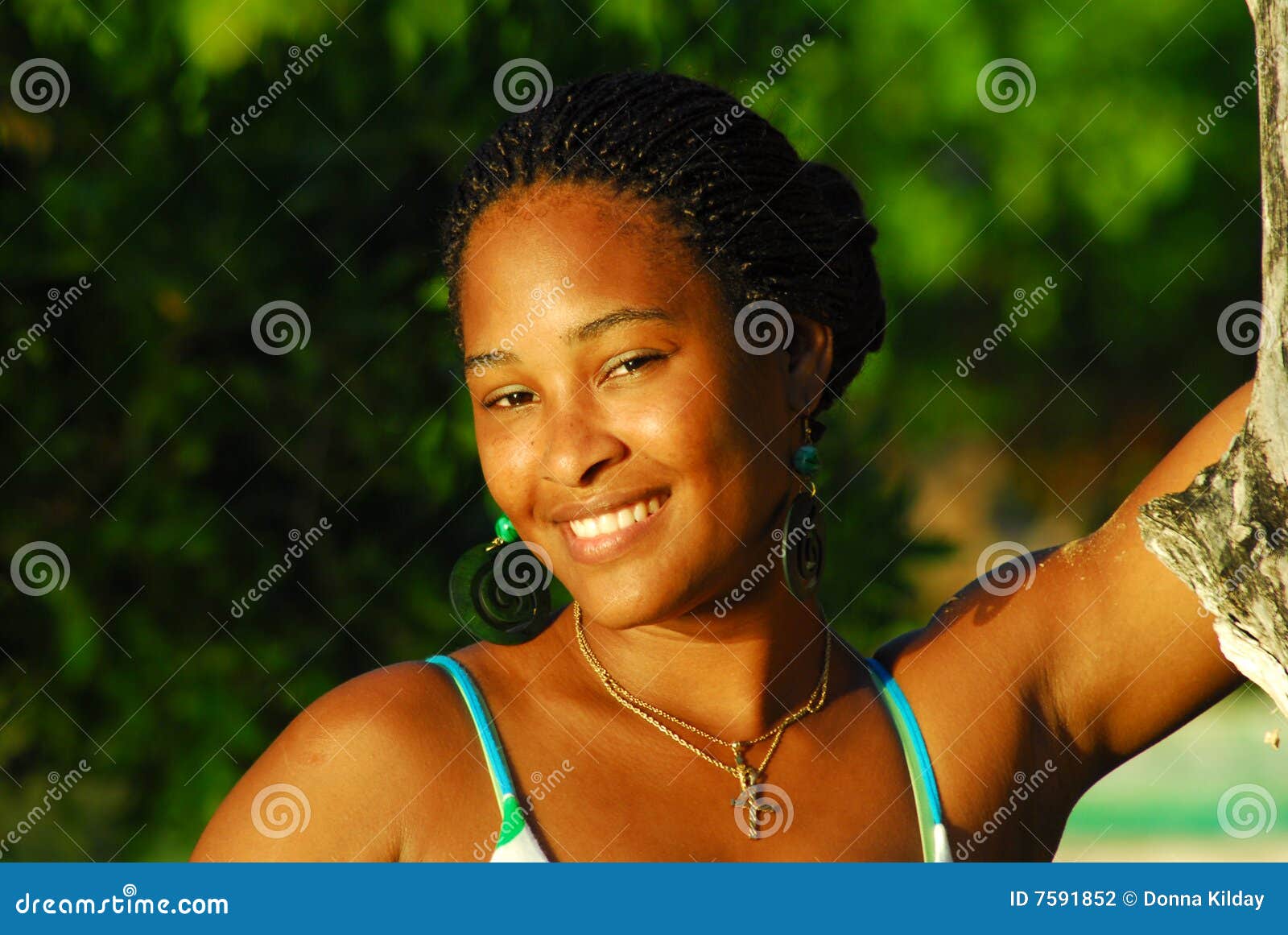 Beautiful Black Island Girl Stock Photo - Image of lovely, shoulder ...