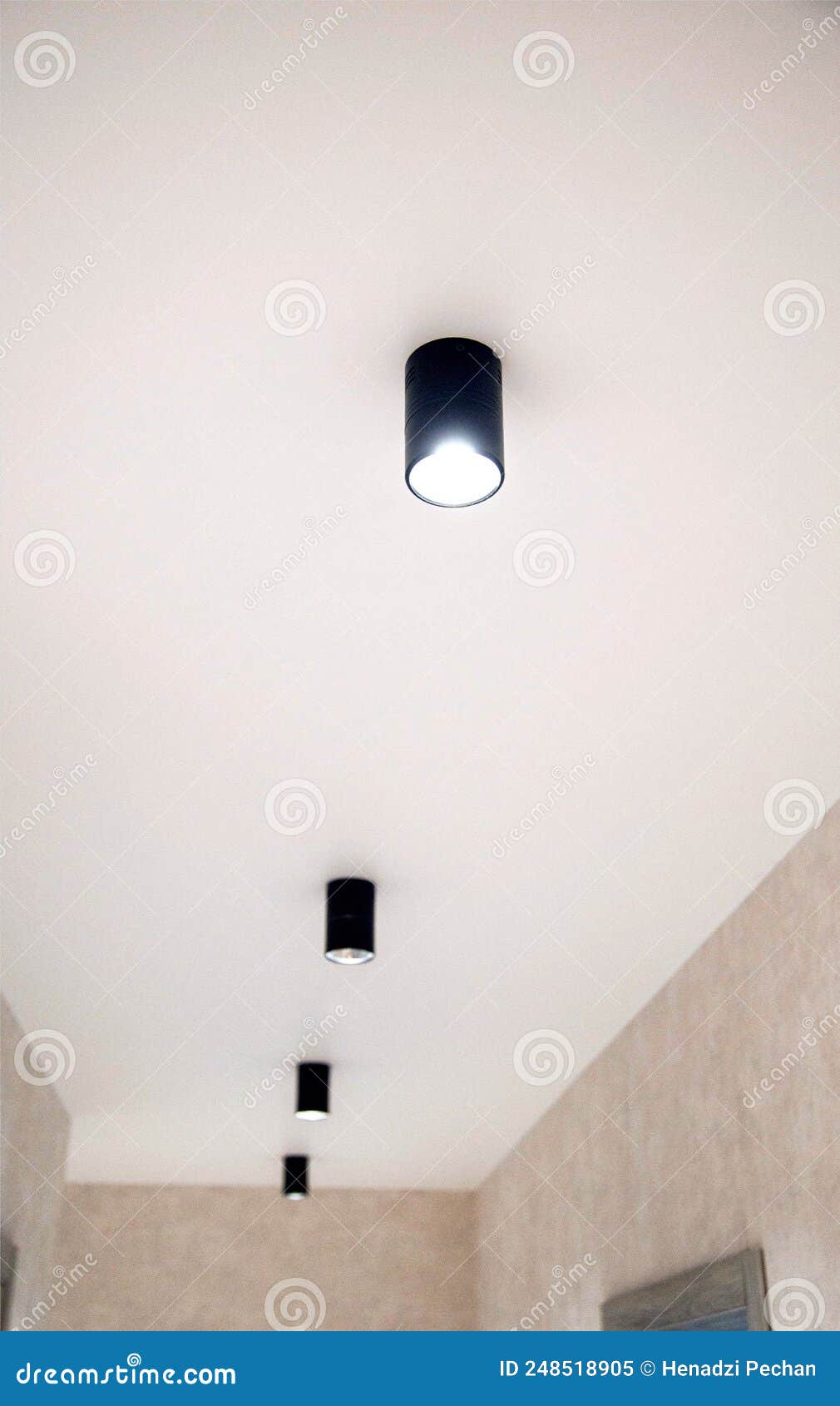 Beautiful Black LED Lights on the Ceiling. Modern Stretch Ceiling ...