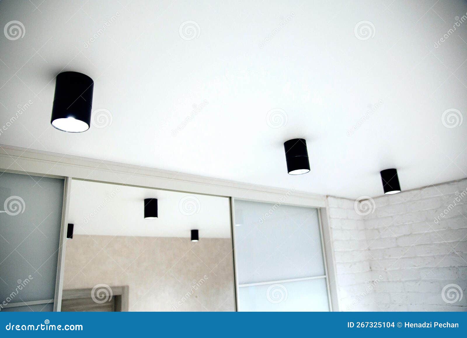 Beautiful Black LED Lights on the Ceiling. Modern Stretch Ceiling ...