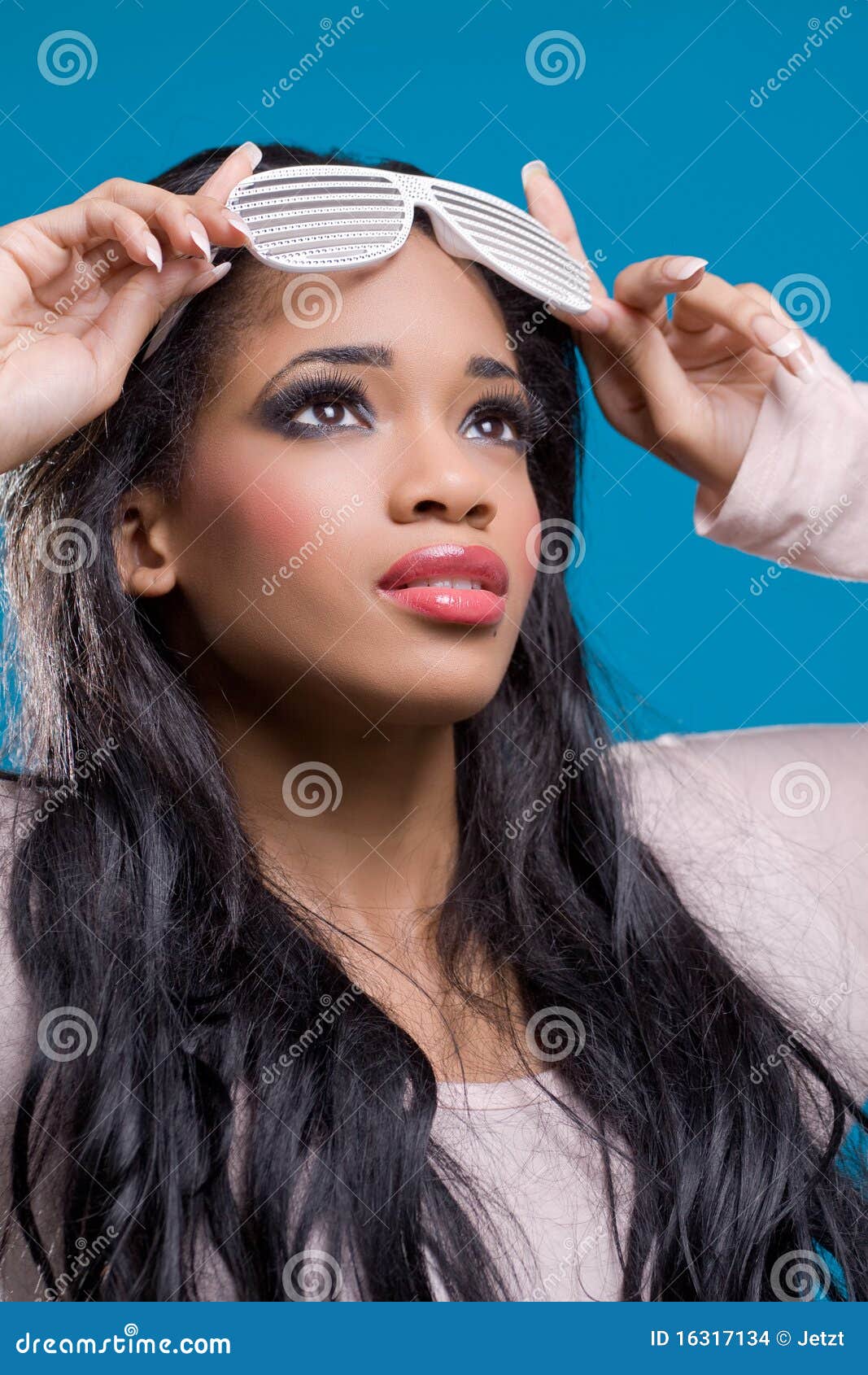 Beautiful Black Model Wearing Fancy Sunglasses Stock Photo - Image of ...