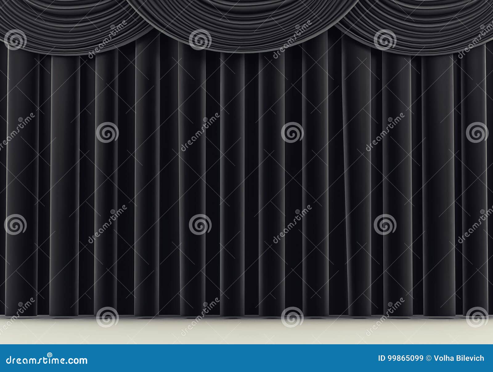 Beautiful Black Stage Curtain. 3d Render Stock Illustration ...