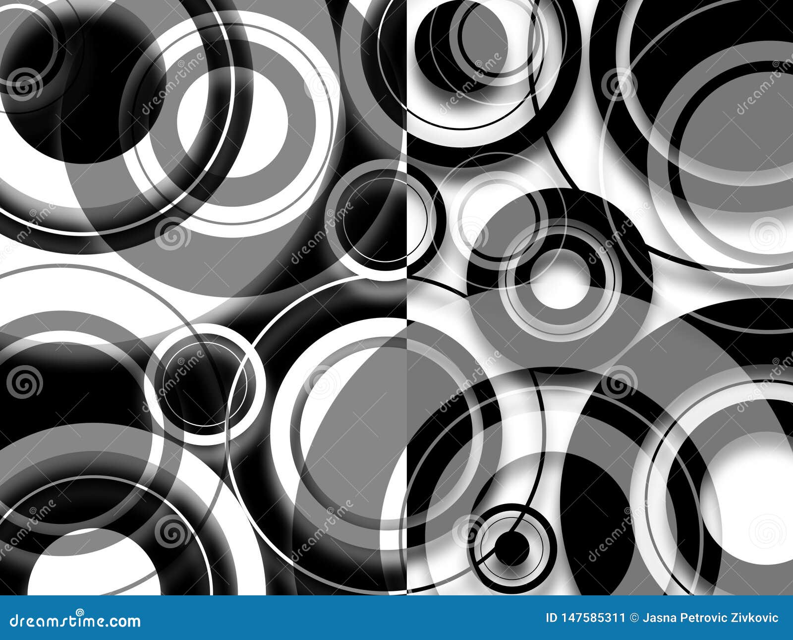 Black and White Circular Abstract Background Stock Illustration ...