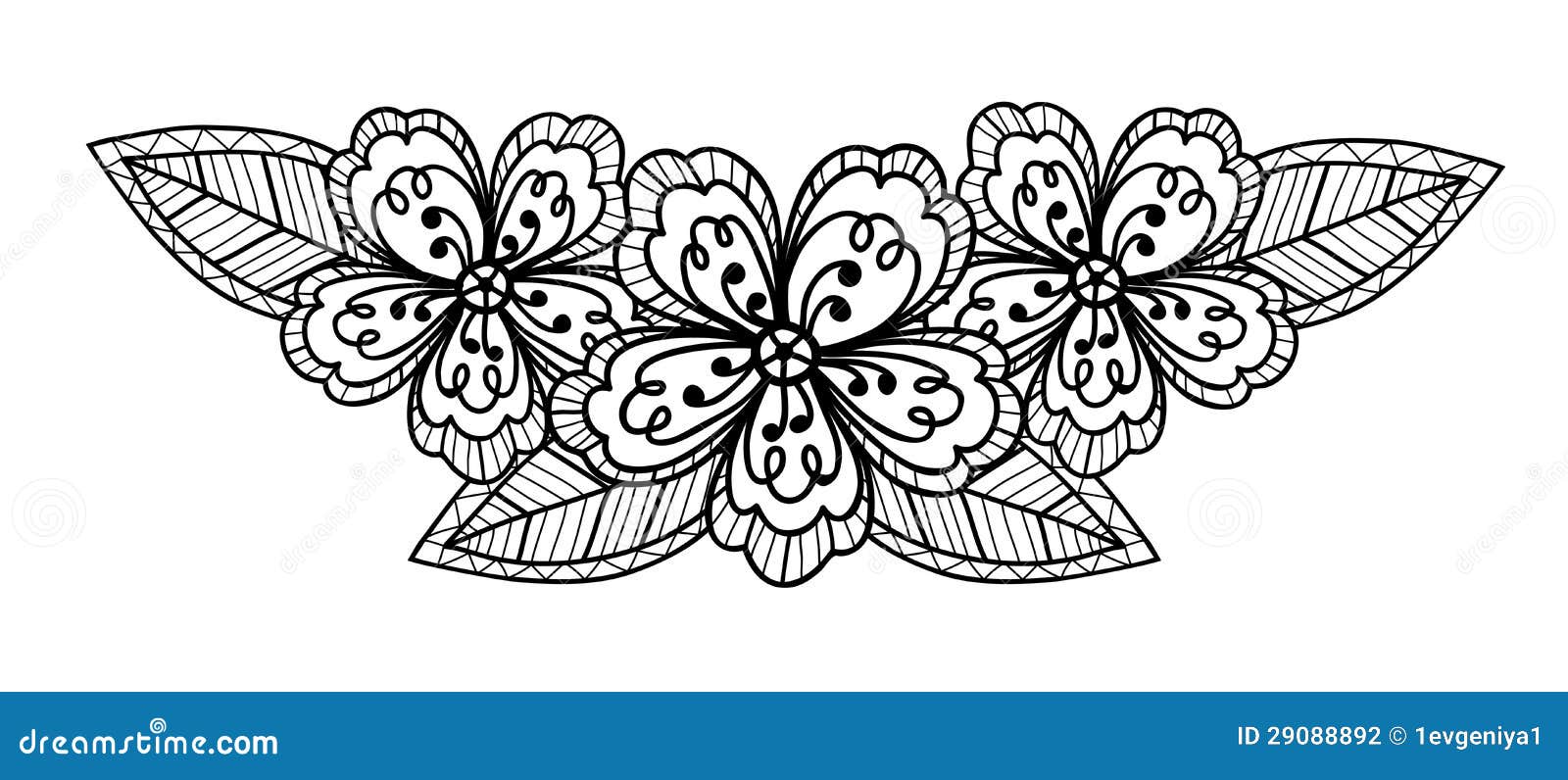 Beautiful Black and White Flower, Hand Drawing Stock Vector ...