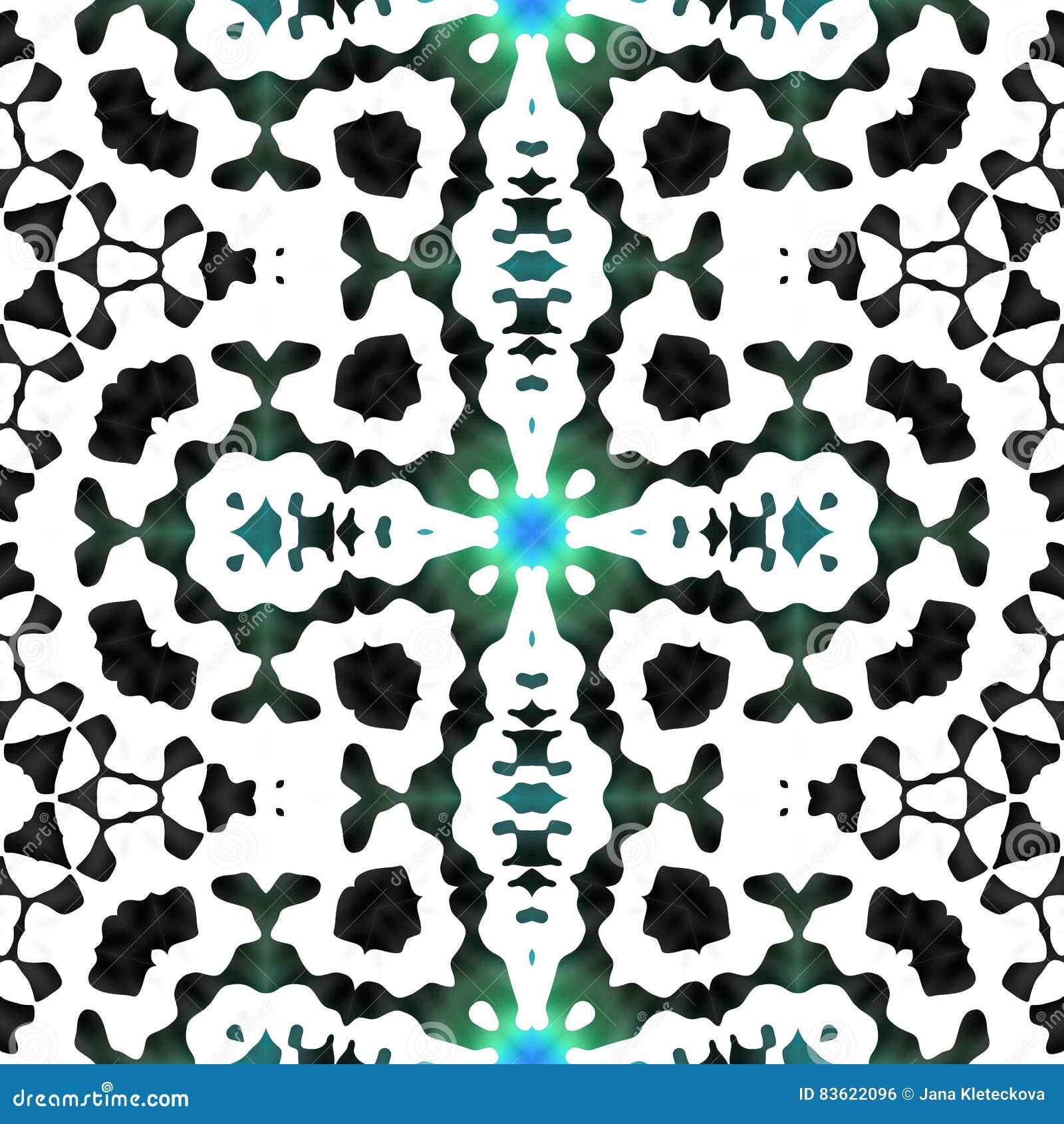 Beautiful Black and White and Turquoise Pattern Stock Illustration ...