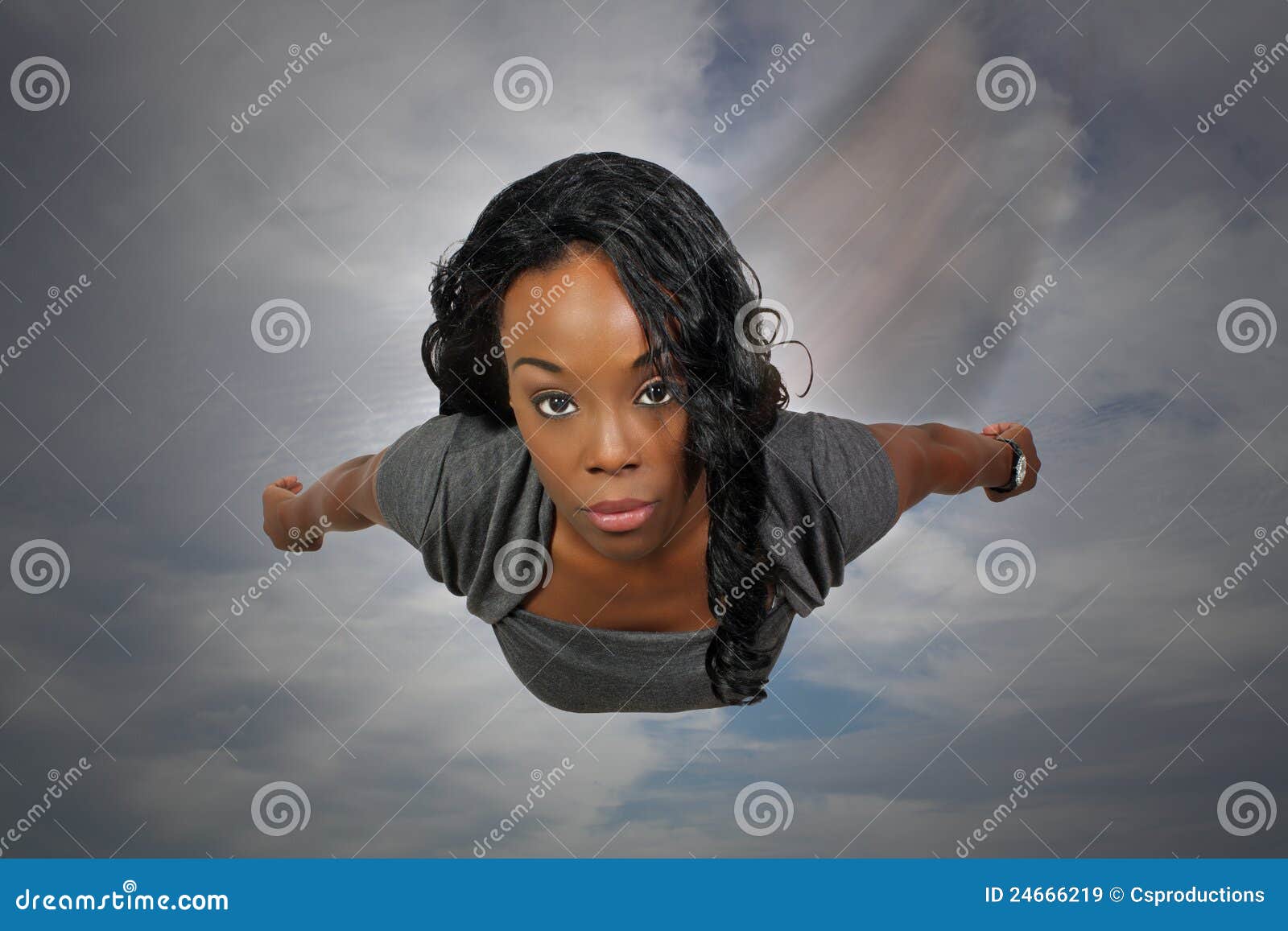 Beautiful Black Woman Flying Stock Image - Image of flying, adult: 24666219