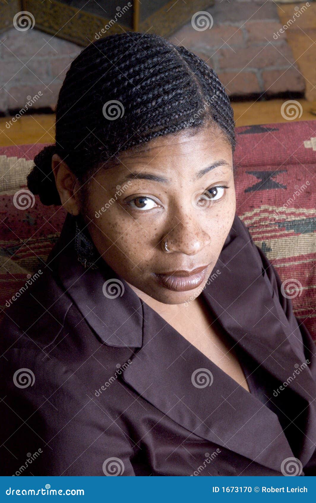 Beautiful Black Woman on Sofa Stock Photo - Image of sensual, braided ...