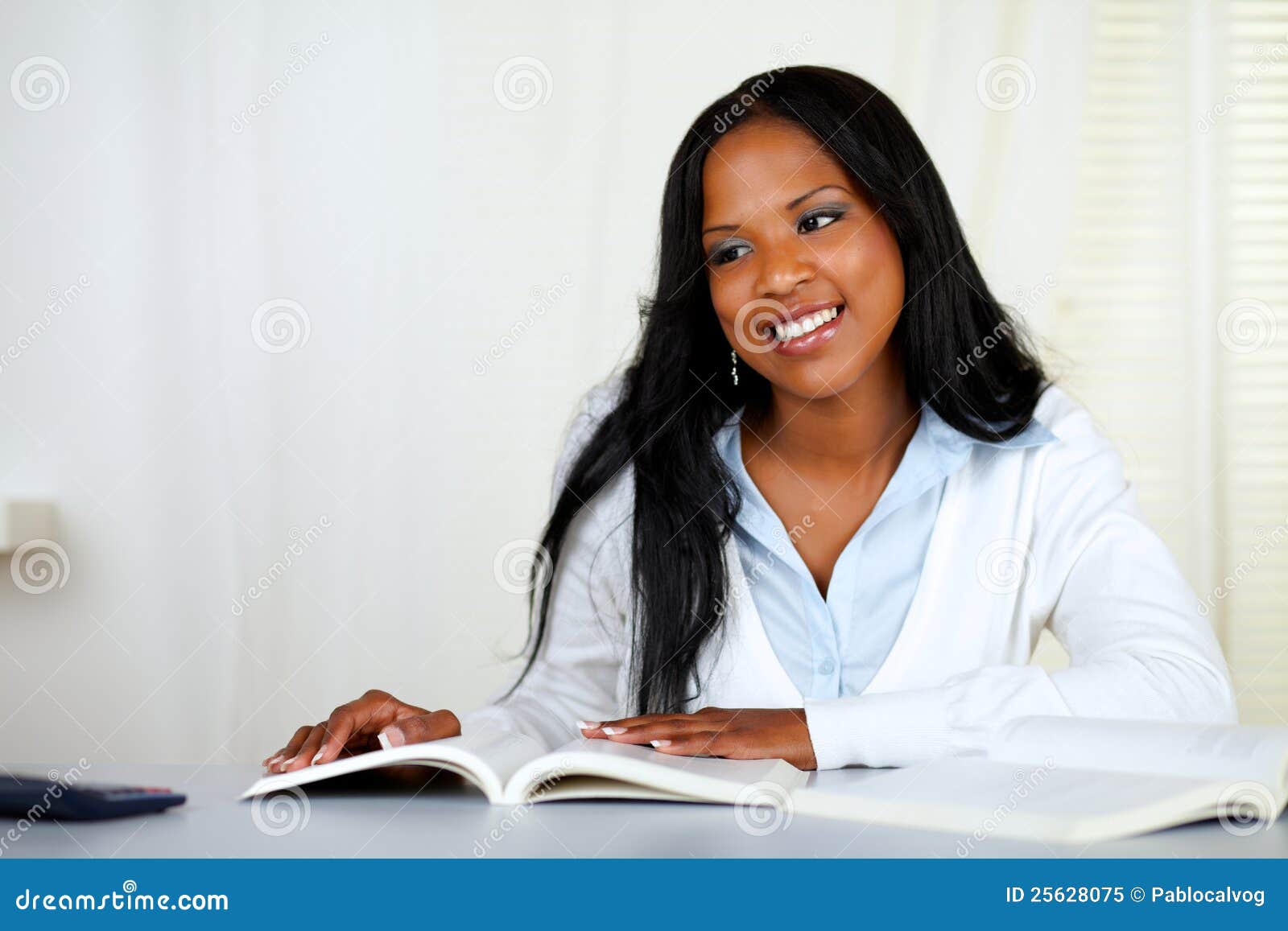 Beautiful Black Woman Studying Stock Image - Image of book, copyspace ...
