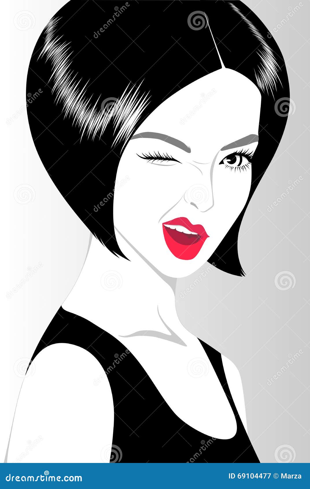 Beautiful blinking girl stock vector. Illustration of adult - 69104477