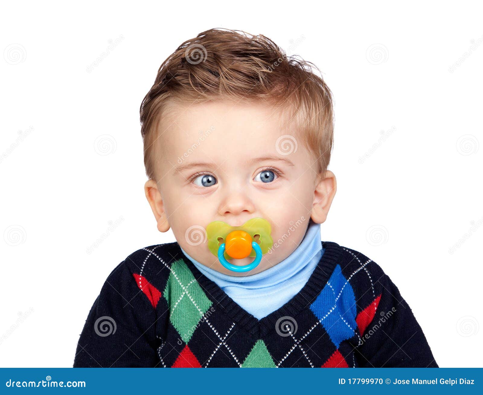 Beautiful Blond Baby with Pacifier Stock Photo - Image of expression ...