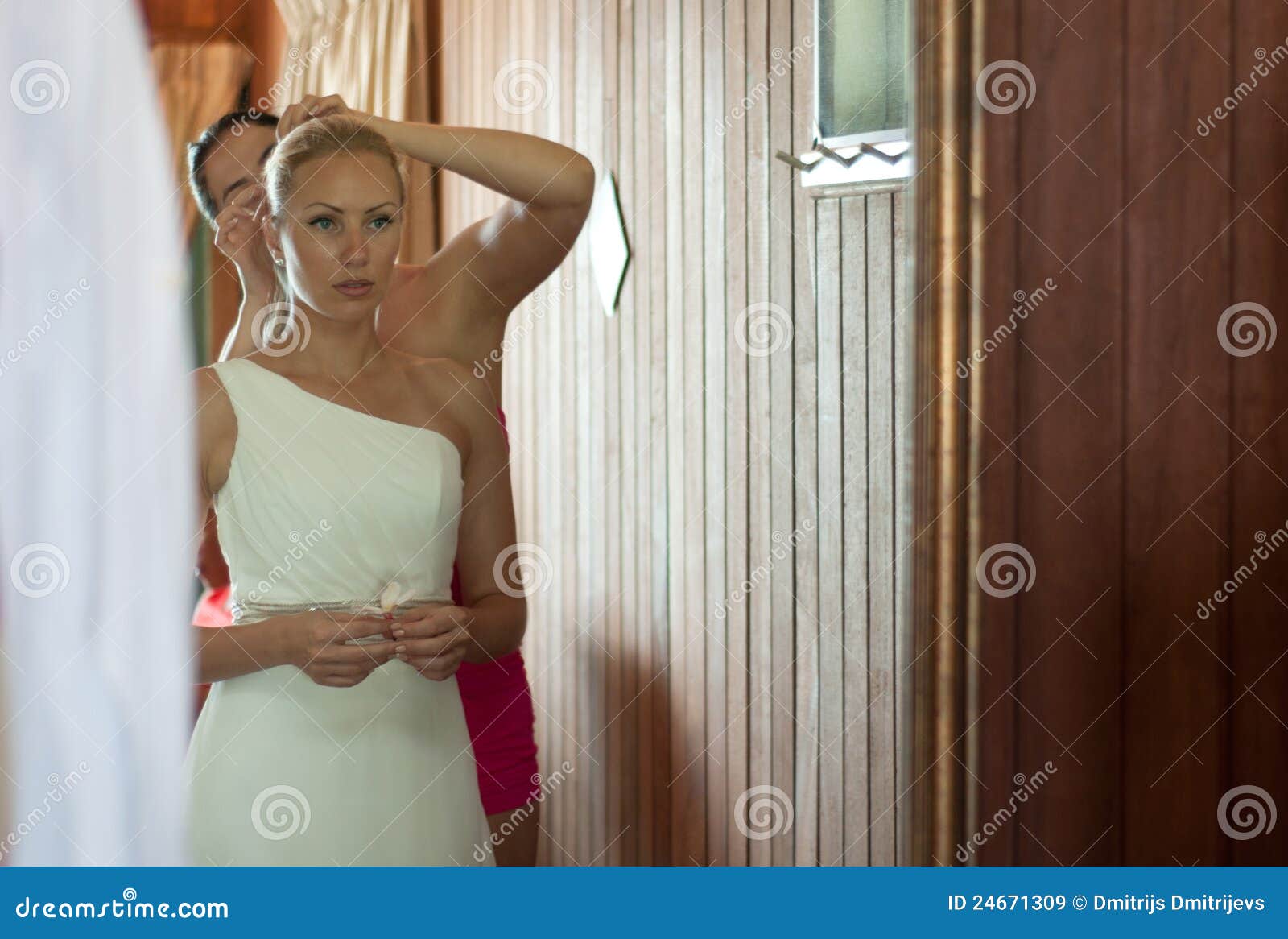 Beautiful Blond Bride Preparing for Wedding Stock Image - Image of ...