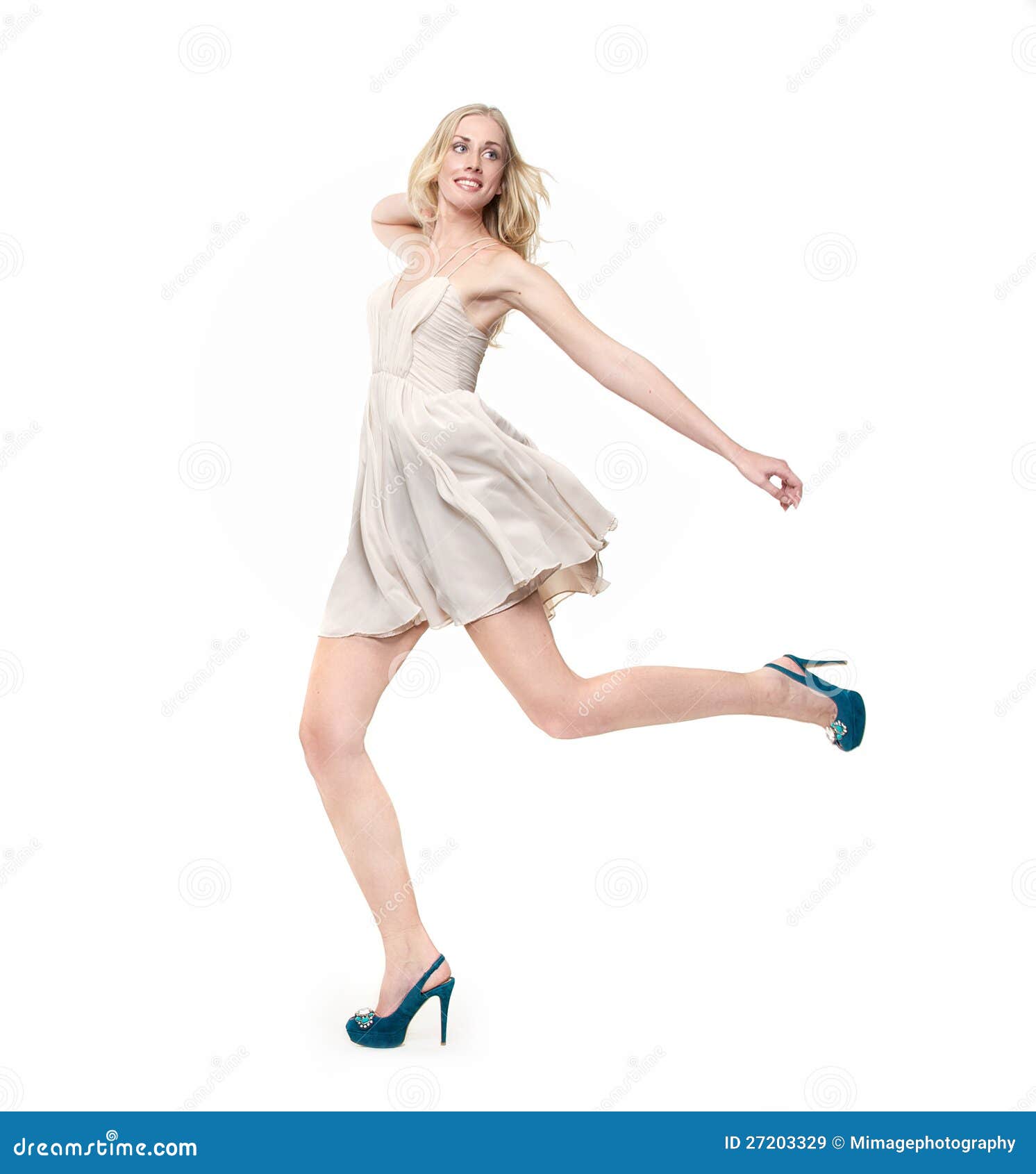 Beautiful Blond Girl Jumping Stock Image - Image of light, jumping ...