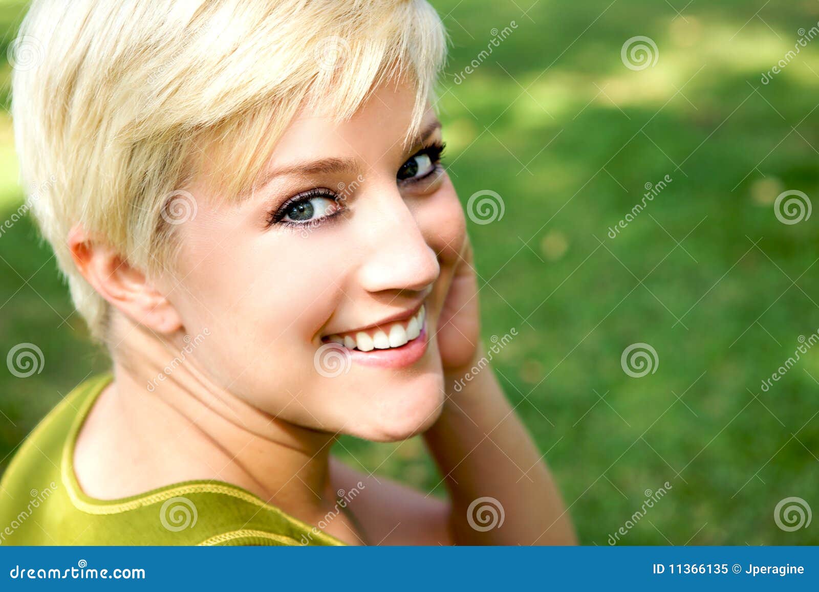 Beautiful Blond Girl with a Pretty Smile Stock Image - Image of green ...