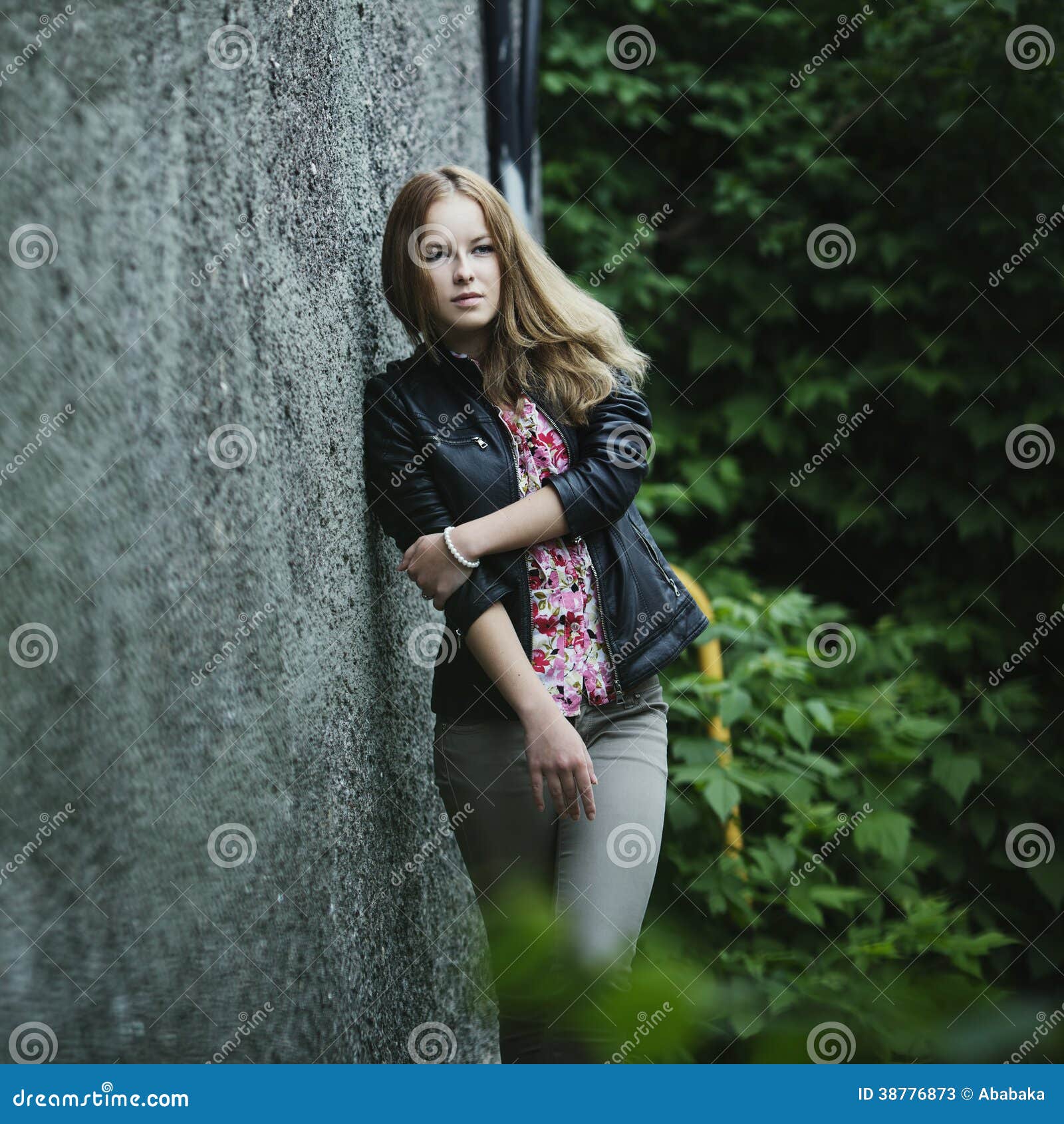 Beautiful Blond Girl Street Portrait Stock Image Image Of Black Outdoors 38776873