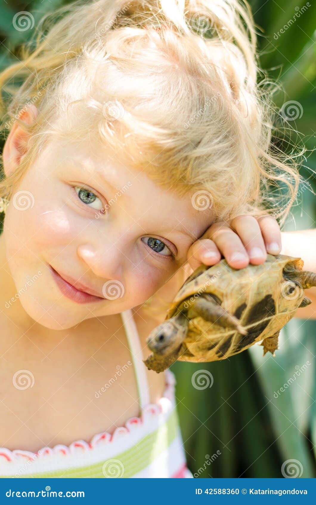 Beautiful Blond Girl with Turtle Stock Photo - Image of tortoise, blond ...