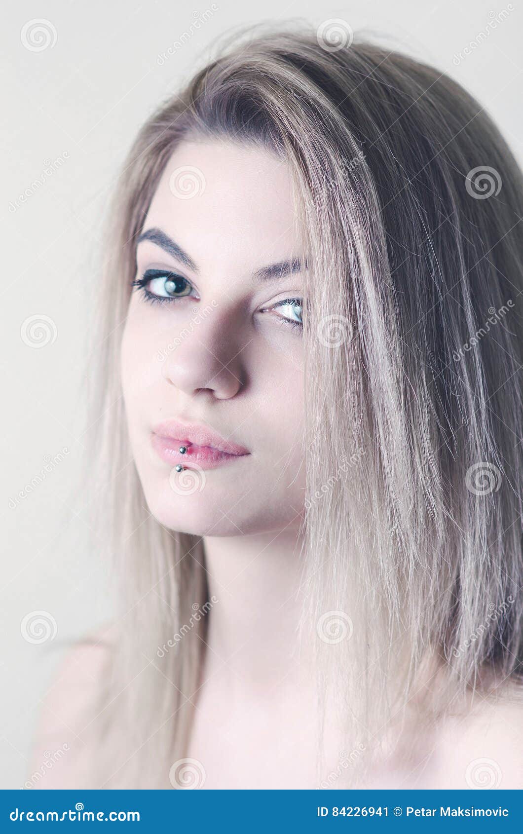 Beautiful Blond Haired Girl with Piercing Stock Image - Image of ...