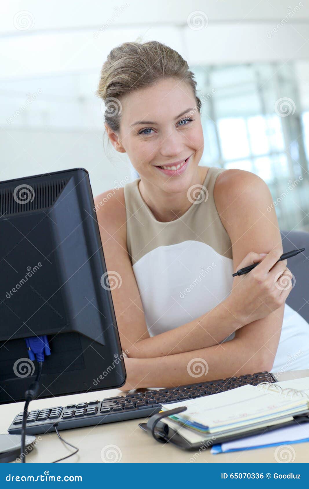 Beautiful Blond Office Worker Stock Photo - Image of confident, people ...