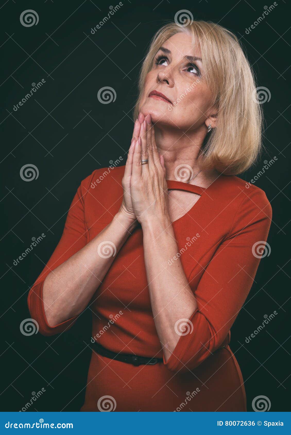 Beautiful Blond Old Woman Praying Stock Photo - Image of lifestyle ...