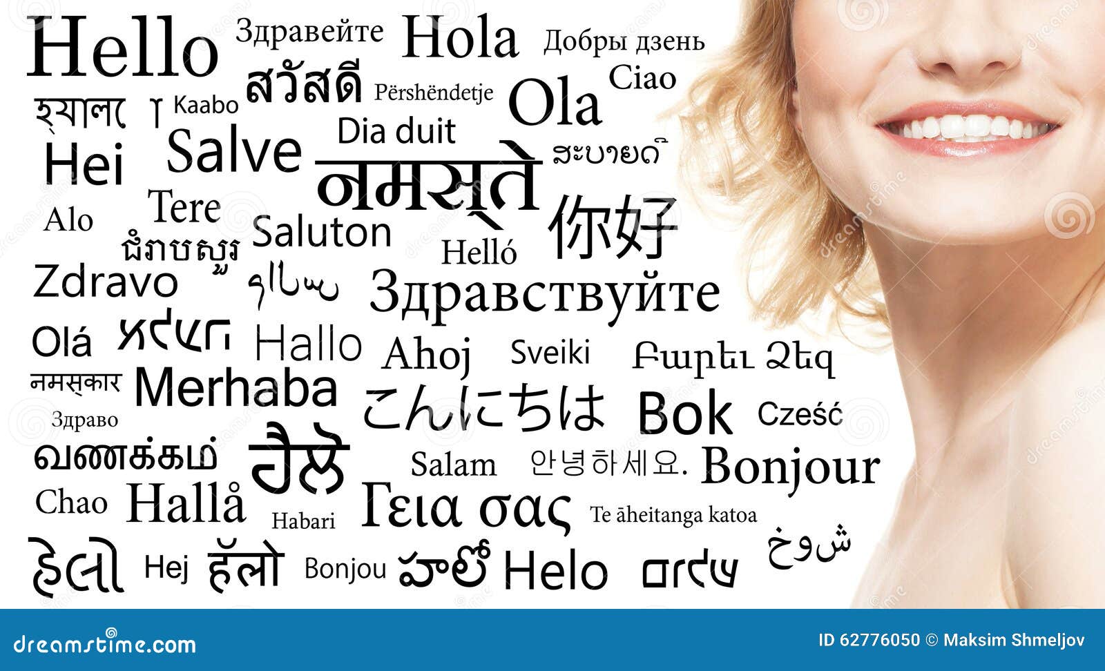 Beautiful Blond Over Different World Languages Stock Photo - Image of ...