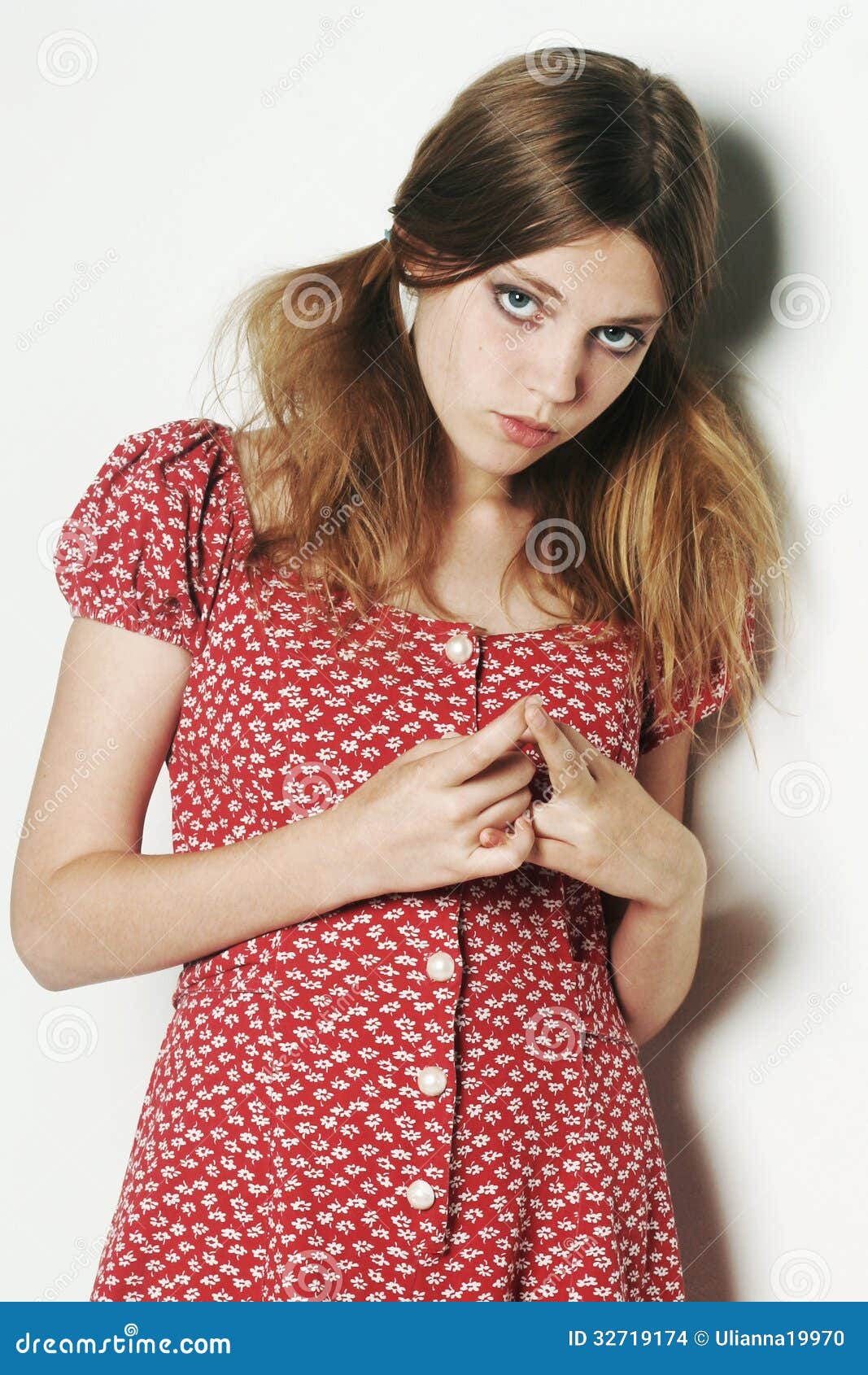 Beautiful Blond Sad Model Girl Stock Photo - Image of bench, life: 32719174