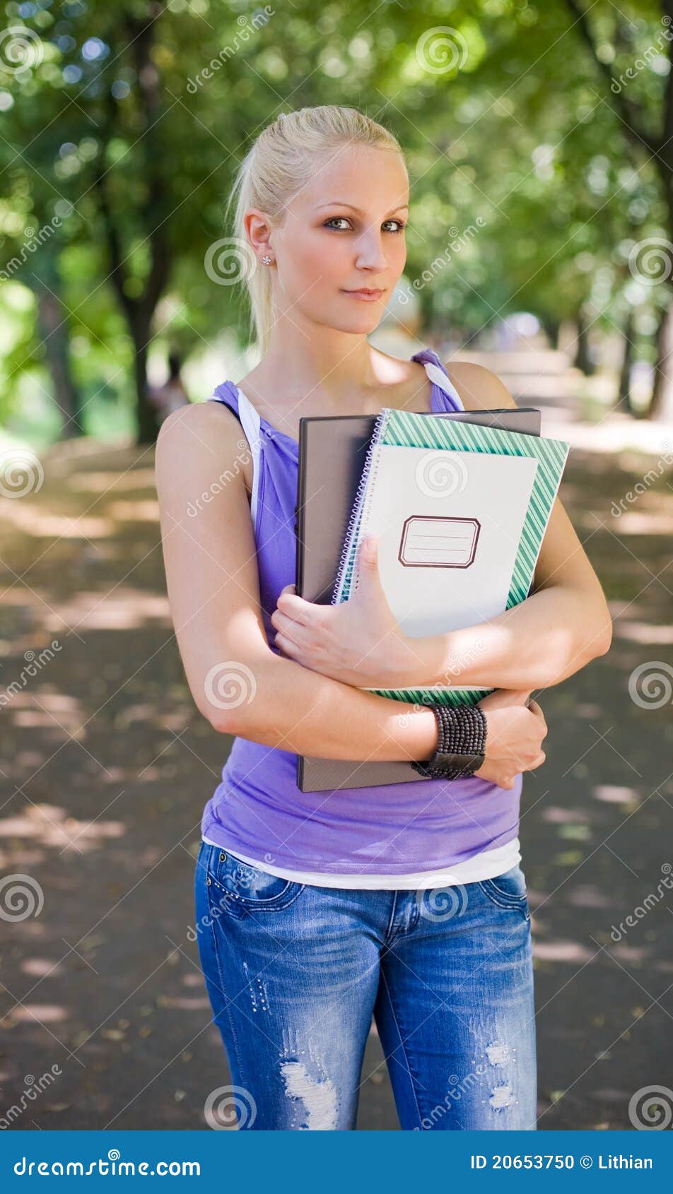 Beautiful Blond Student Girl. Stock Photo - Image of gorgeous, books ...