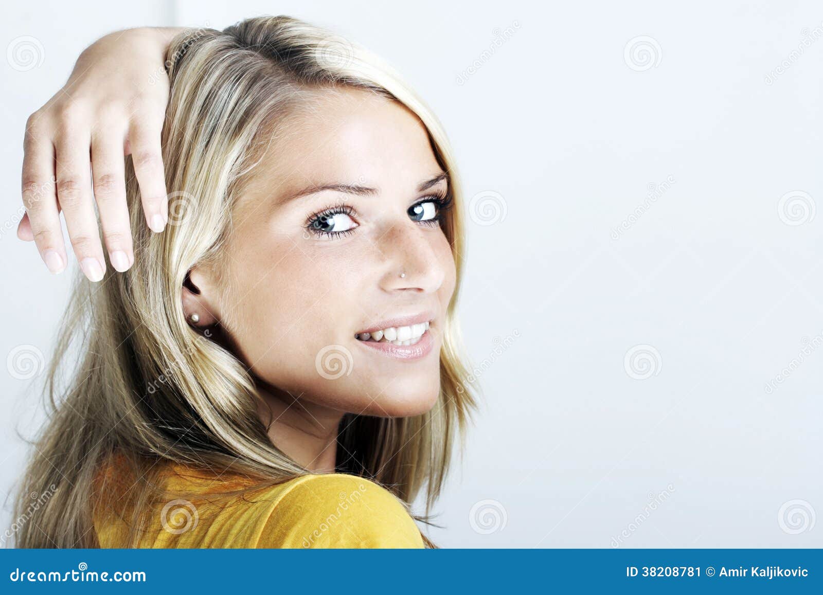 Beautiful Blond Woman Looking Back Stock Image - Image of relaxed ...