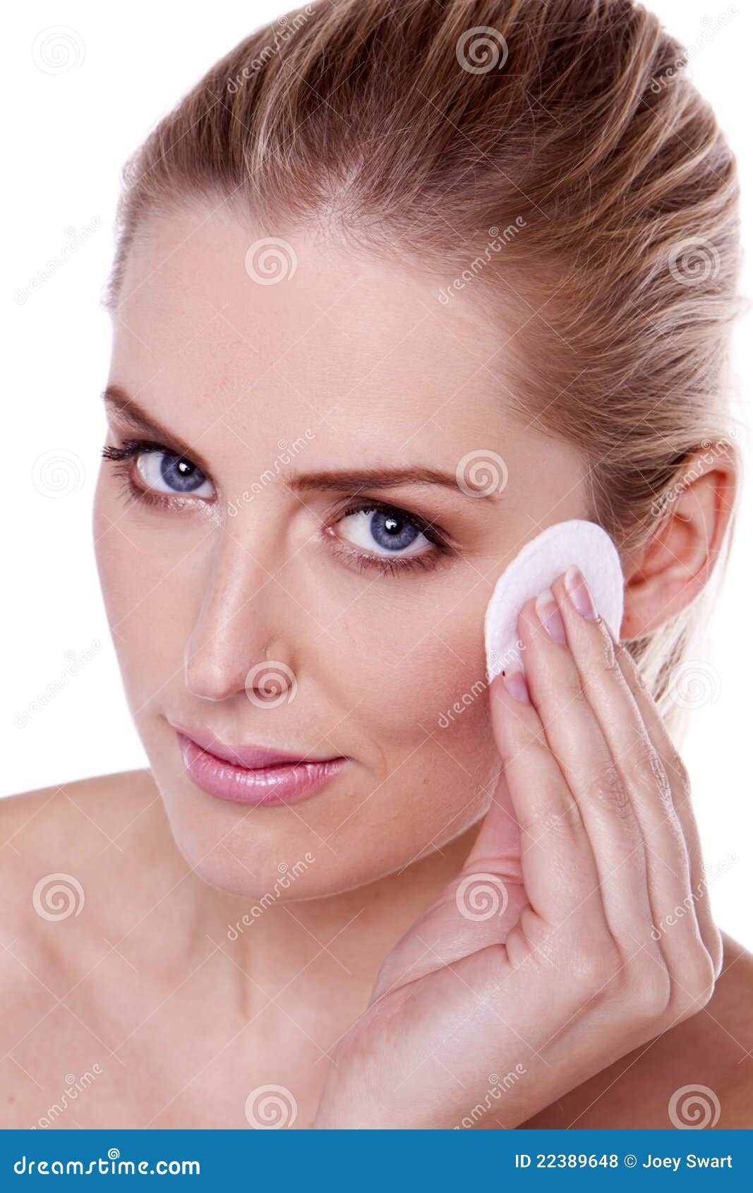 Beautiful Blond Woman Removing Makeup. Stock Photo - Image of perfect ...