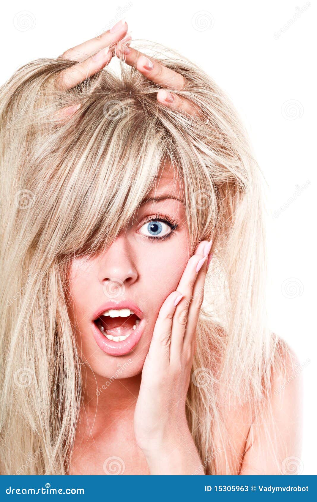 Beautiful Blond Woman Shocked Stock Image - Image of horrent, beauty ...