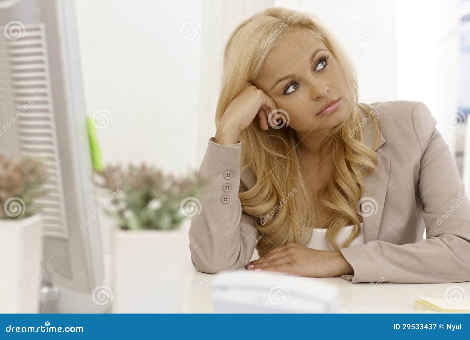 Beautiful Blonde Bored Workplace Stock Photos - Free & Royalty-Free ...