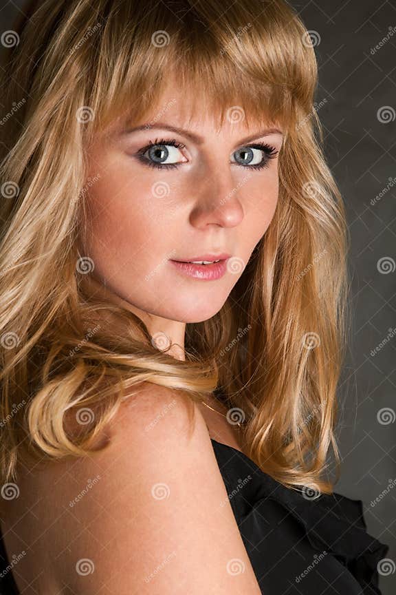 Beautiful Blonde Close Up On Dark Background Stock Image Image Of