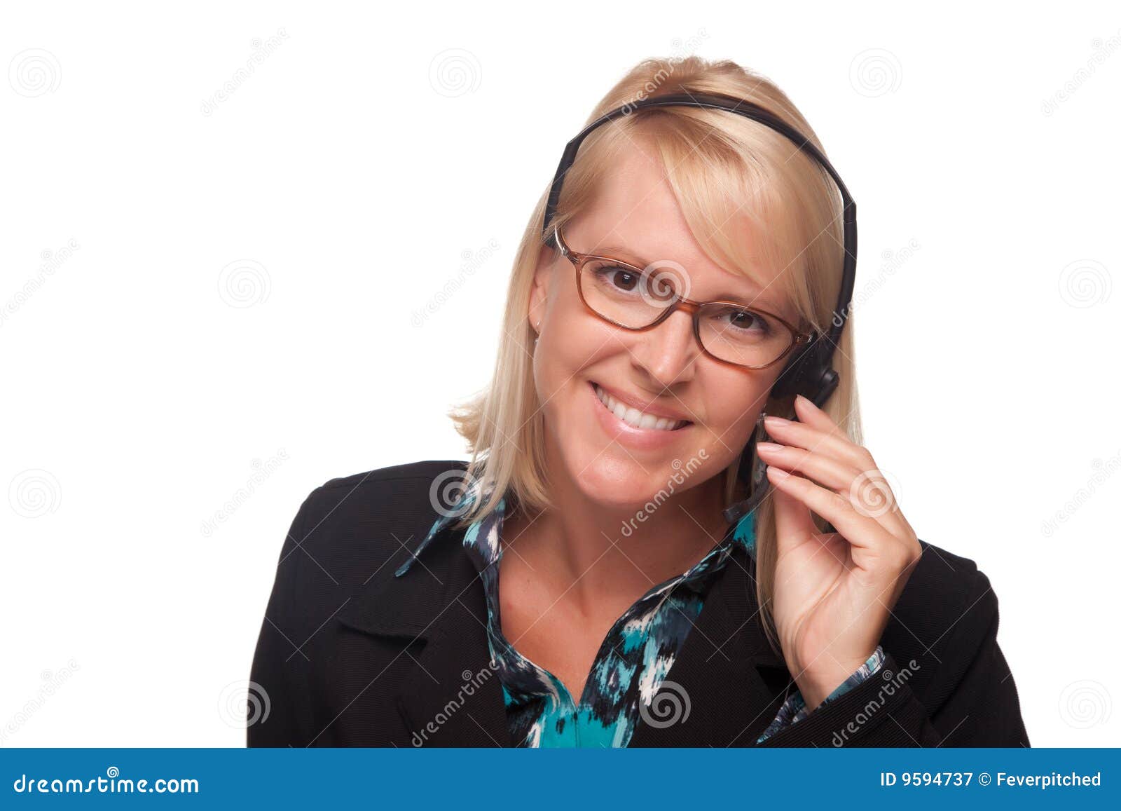 Beautiful Blonde Customer Support Woman with Heads Stock Image - Image ...