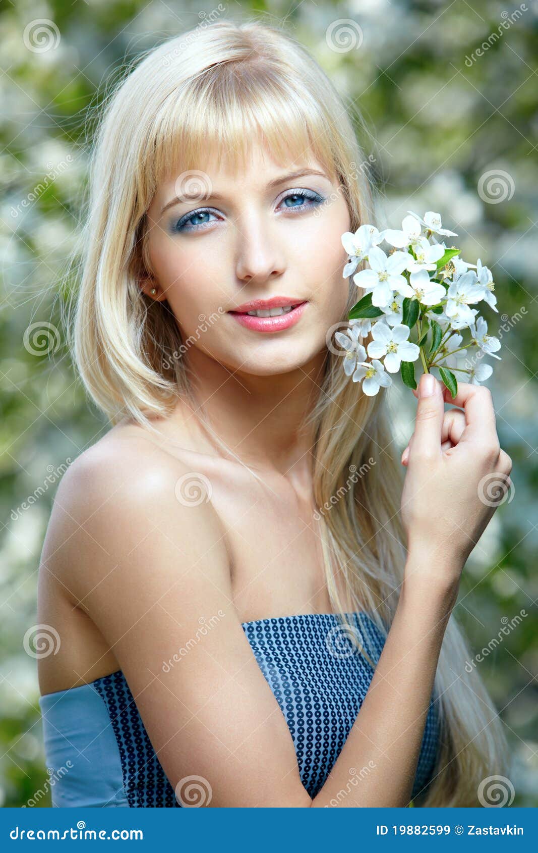 Beautiful Blonde with Flowers Stock Image - Image of long, eyed: 19882599