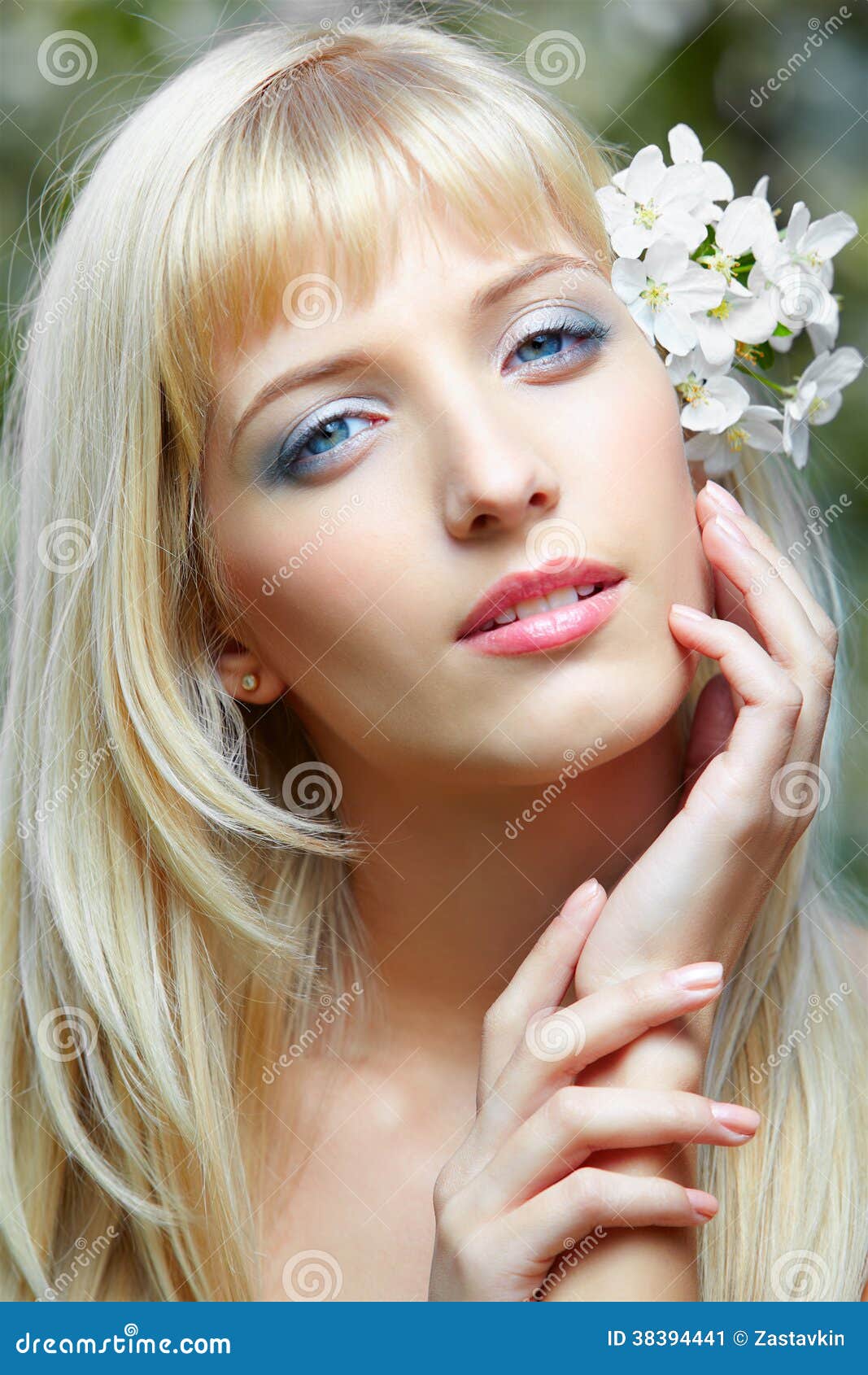 Beautiful Blonde with Flowers Stock Image - Image of lovely, flower ...